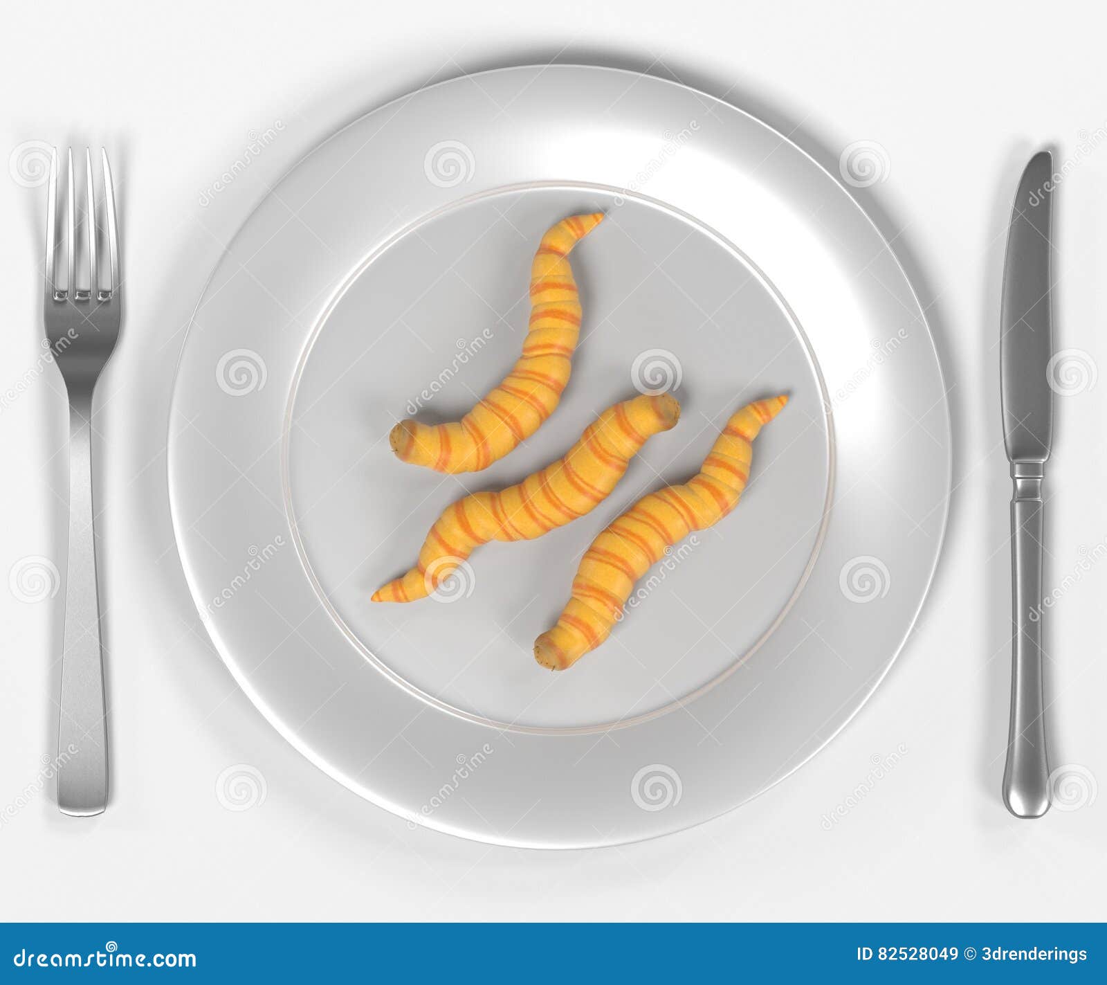 Worms on plate stock illustration. Illustration of fork - 82528049