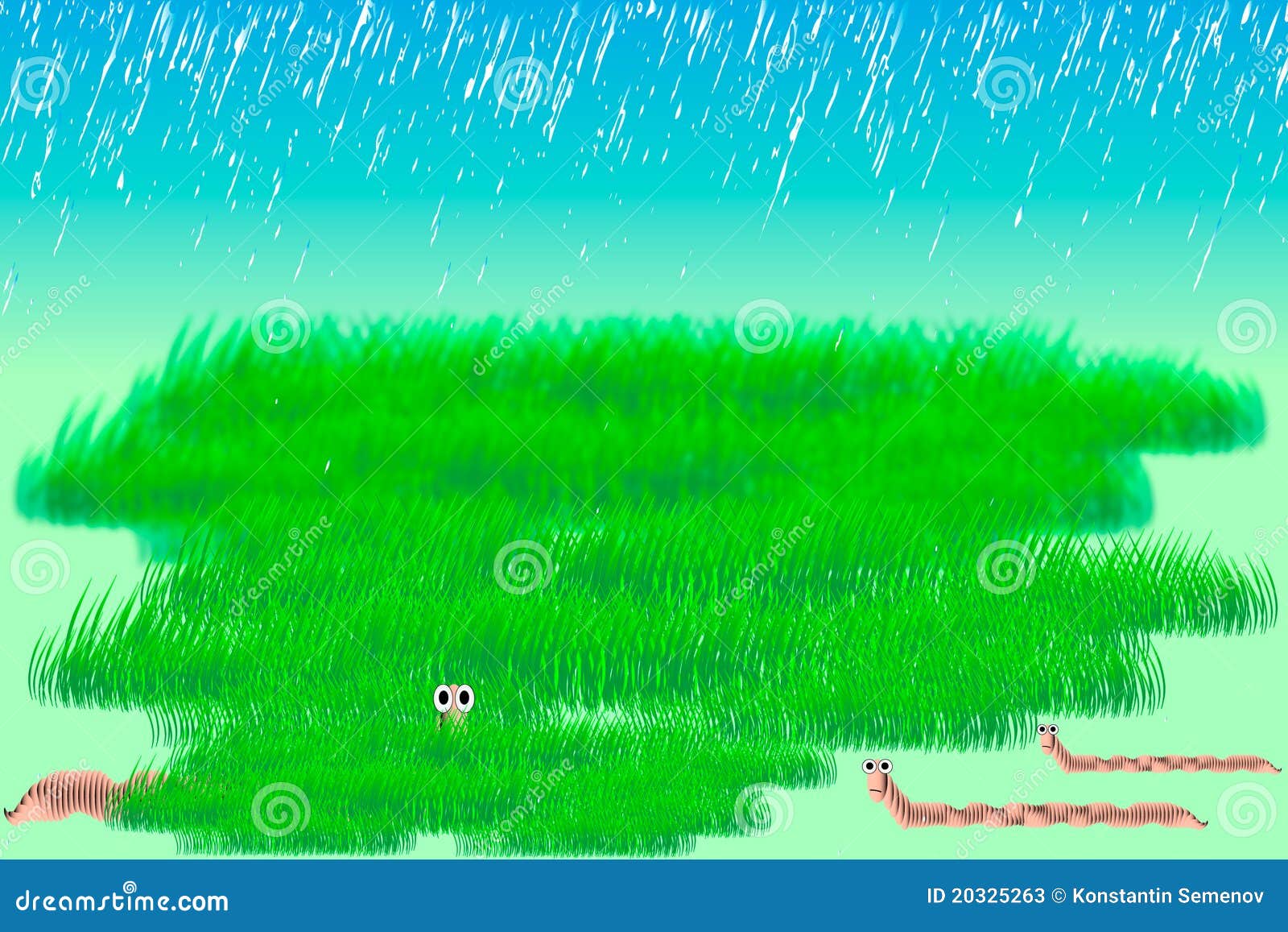 Worms, rain and grass stock vector. Illustration of cloud - 20325263