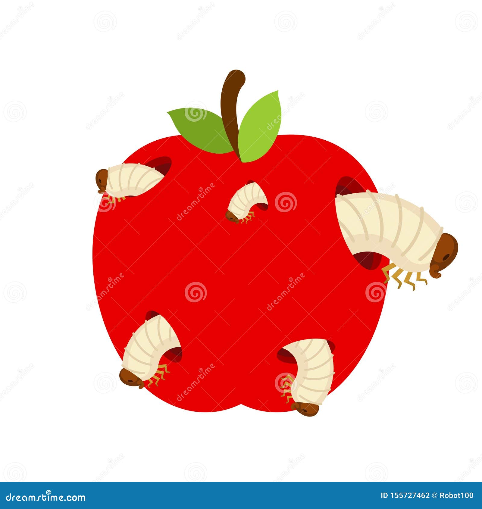 Wormy Apple Isolated. Fruit and Worms Stock Vector - Illustration of ...