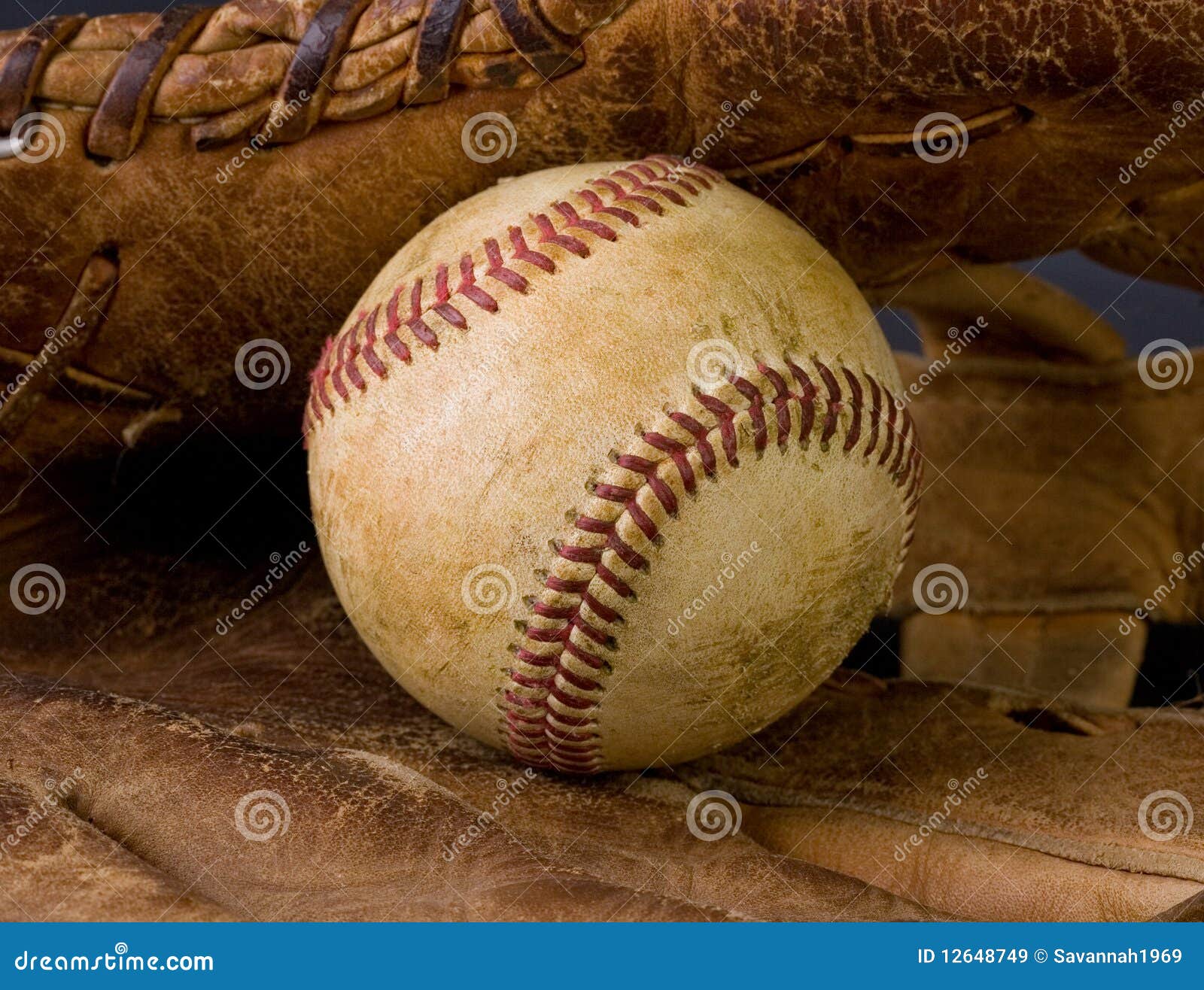 Worn Baseball and Old Glove Stock Image - Image of sport, close: 12648749