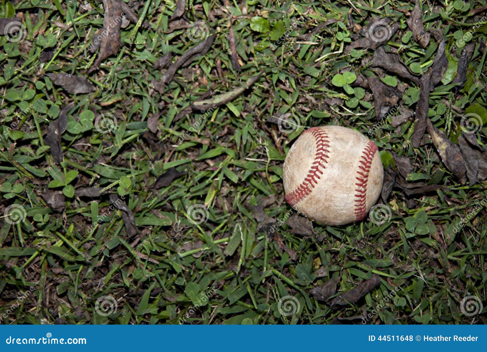Worn Baseball Waiting for Play. Stock Photo - Image of thread, outside ...