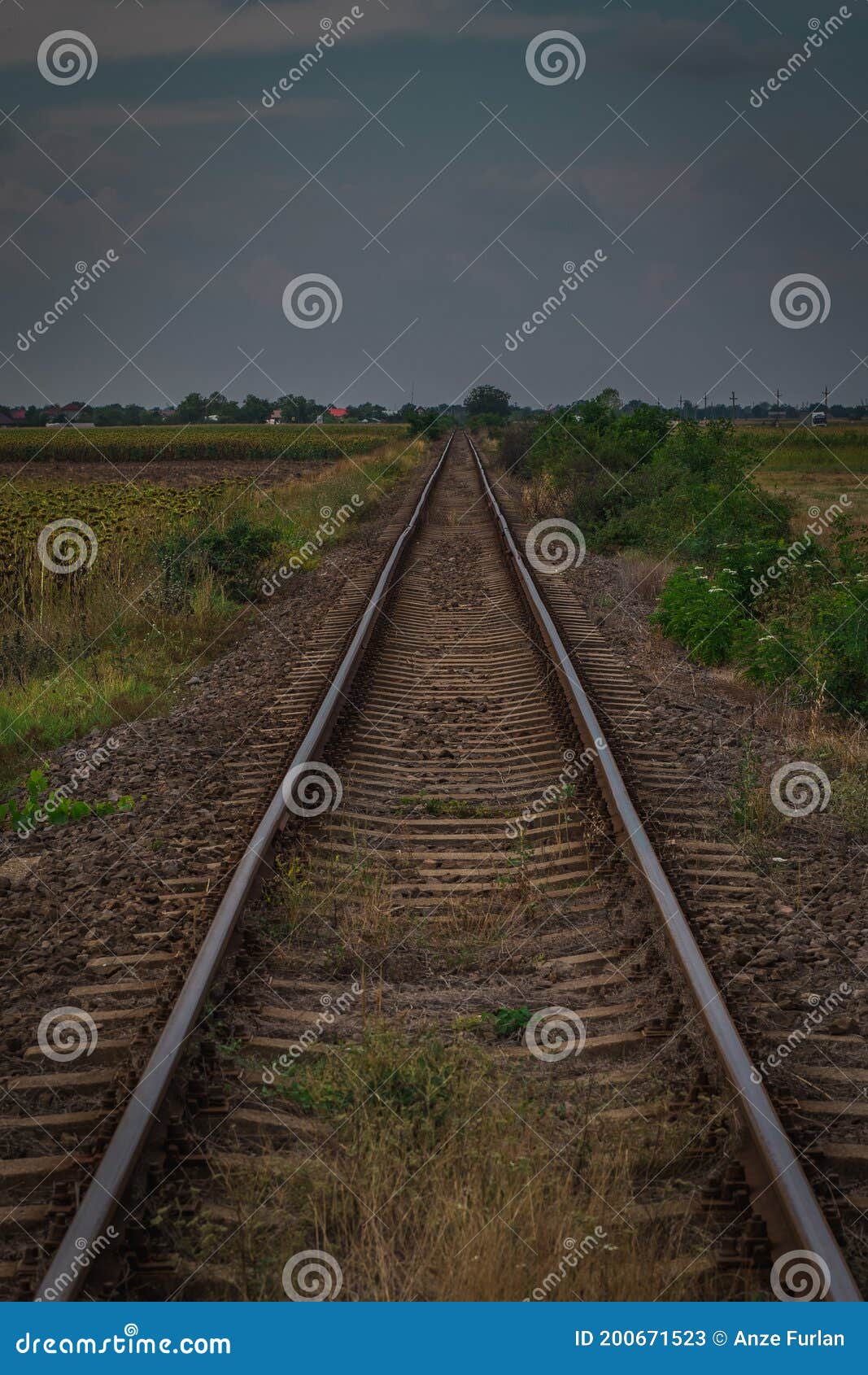 Worn and Bent Railorad Tracks between the Fields in Romania. Poor Shape ...