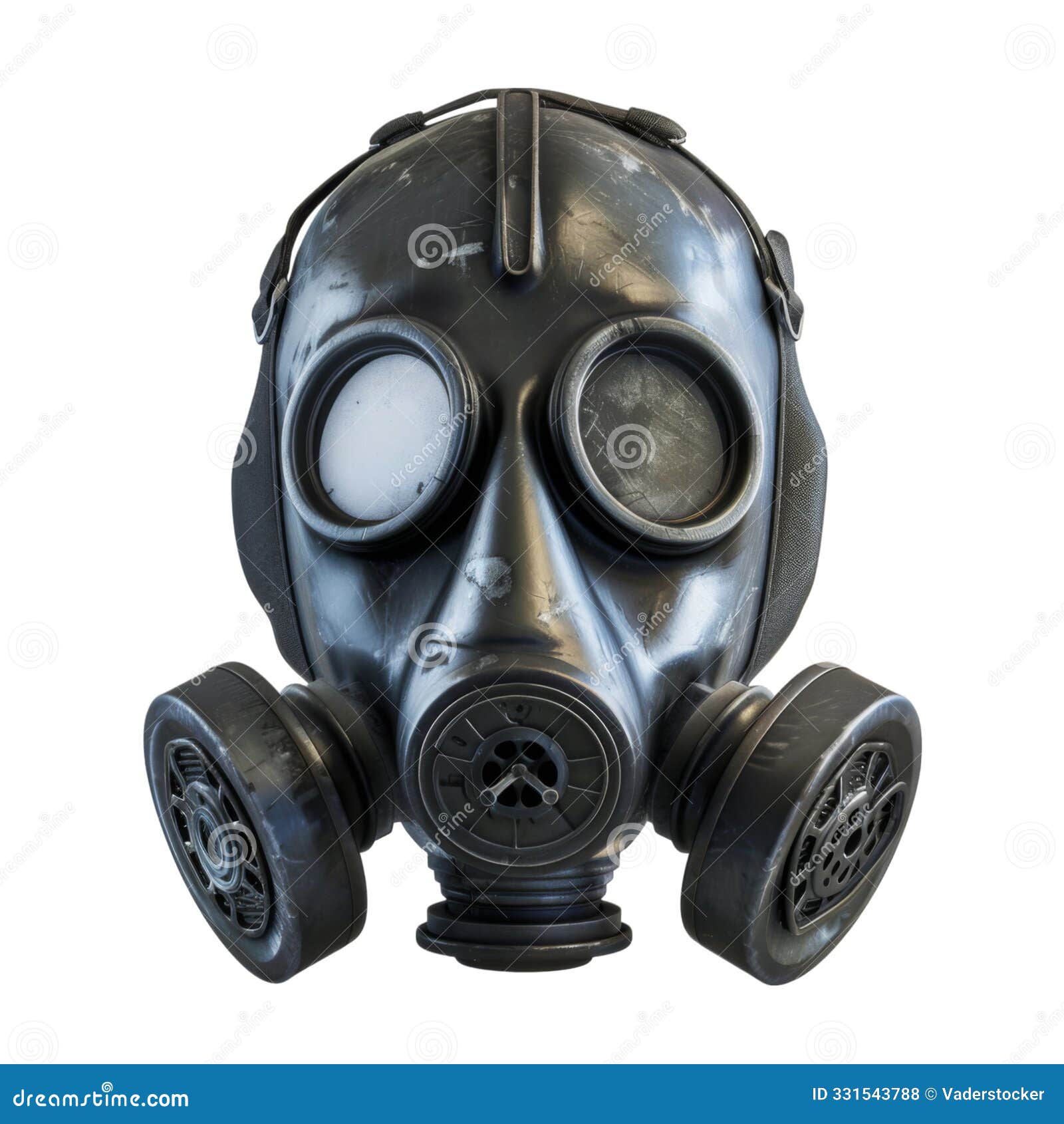 Worn Black Gas Mask with Circular Filter Canisters Stock Illustration ...