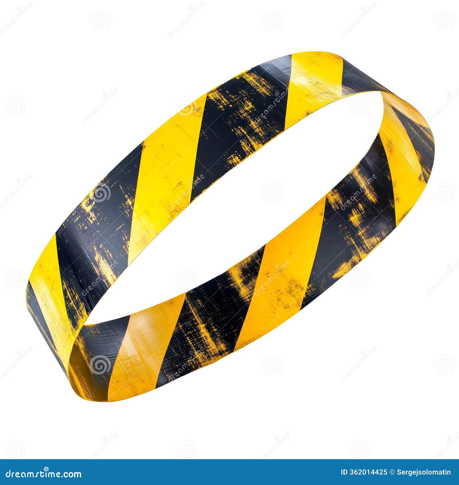 Worn Black and Yellow Striped Caution Ring Isolated on a Transparent ...