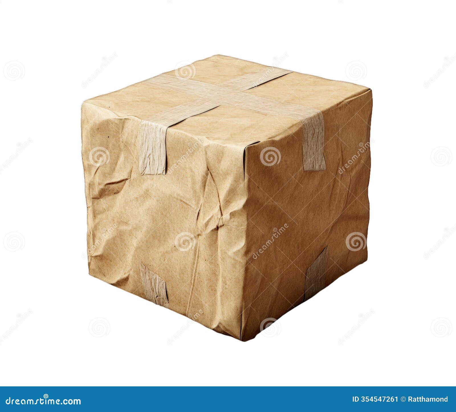 A Worn Cardboard Box with Tape is Isolated on a Transparent Background ...