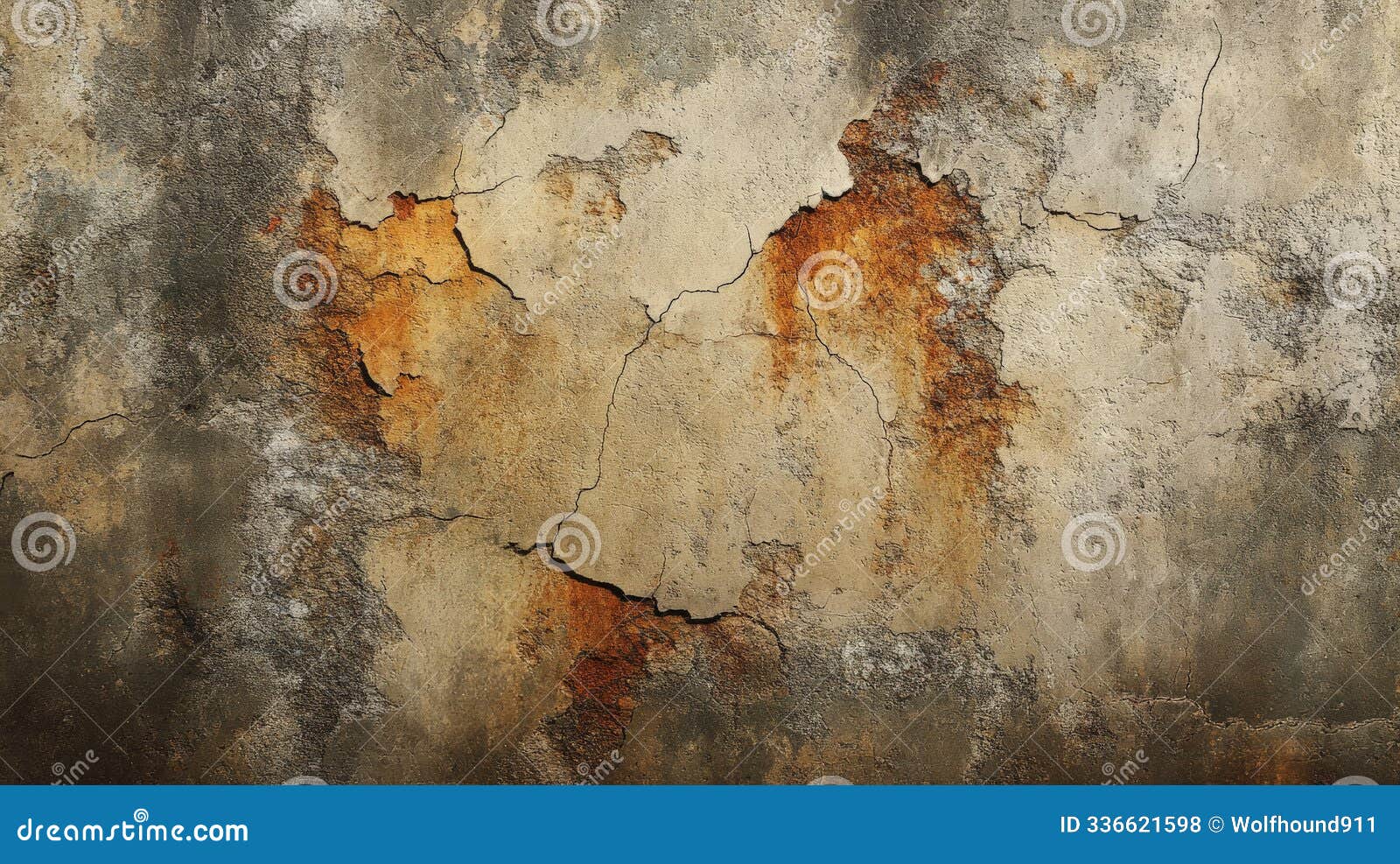 A Worn Concrete Wall with Deep, Jagged Cracks and Stains from Rust and ...
