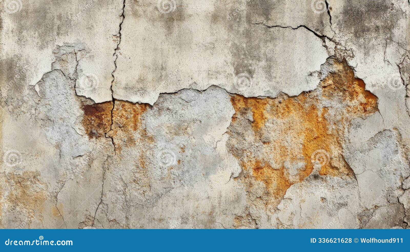 A Worn Concrete Wall with Deep, Jagged Cracks and Stains from Rust and ...