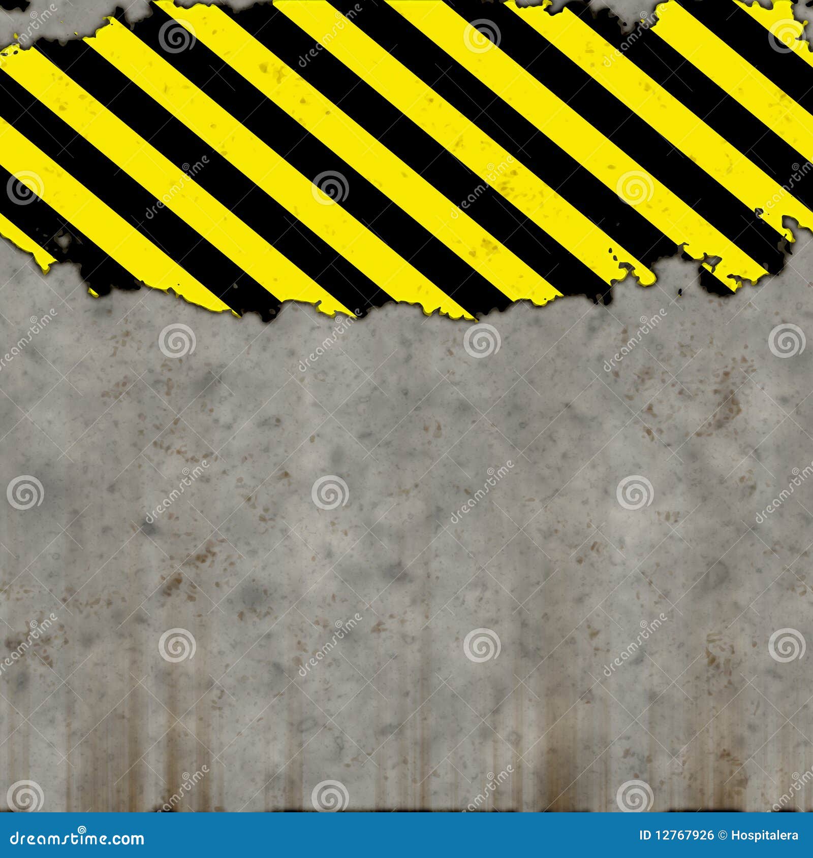 Worn Concrete Wall with Hazard Stripes Stock Illustration ...