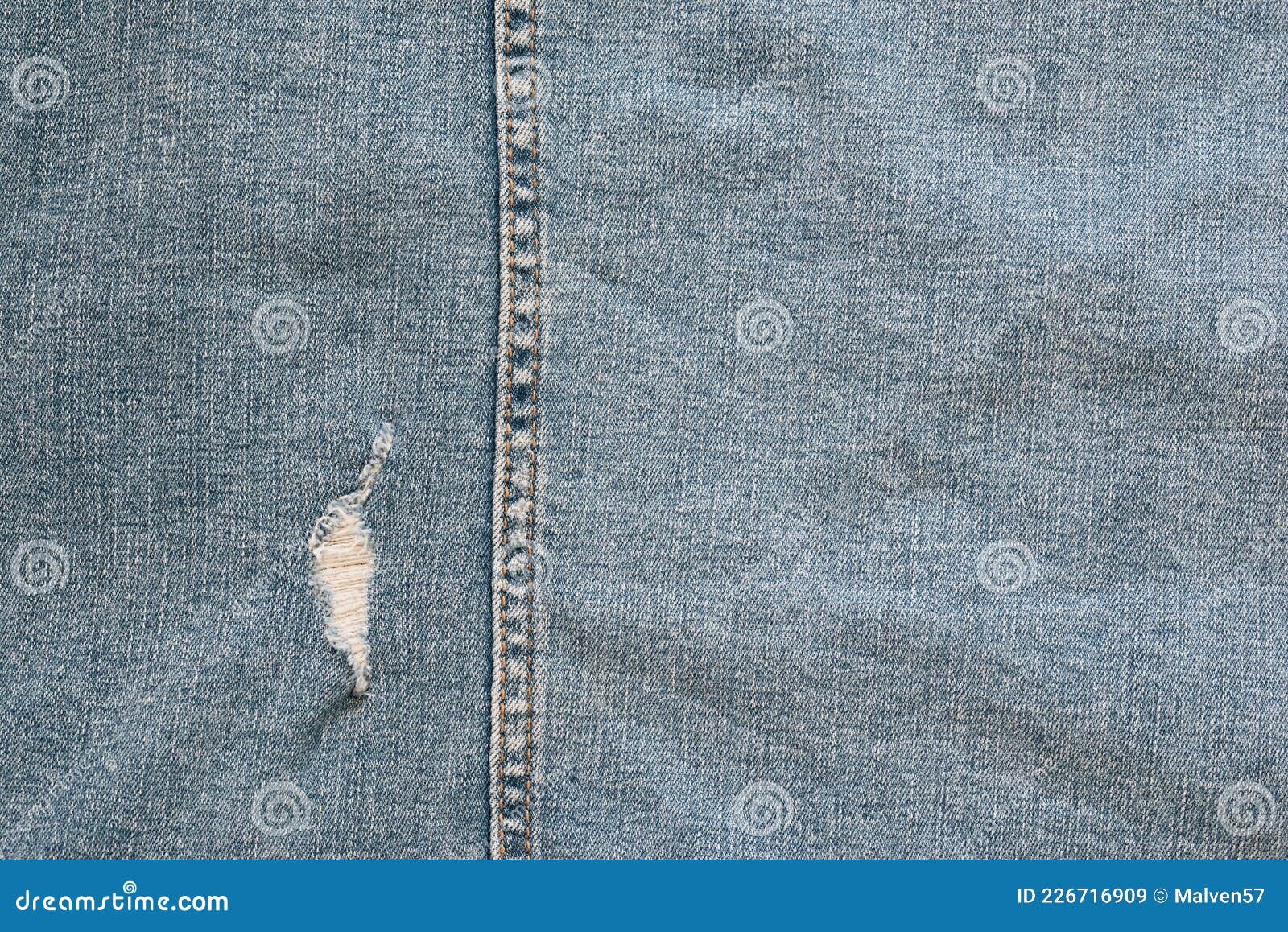 Worn Denim with Torn Hole and Seam Stock Image - Image of canvas ...