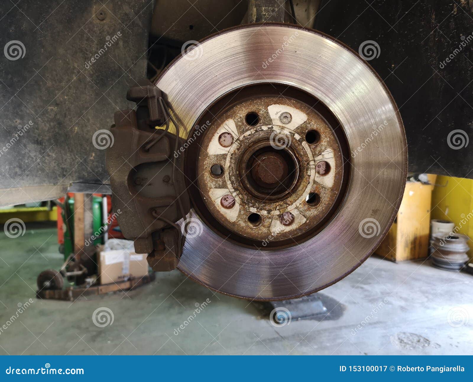 Worn disc brake of car stock image. Image of vehicle - 153100017