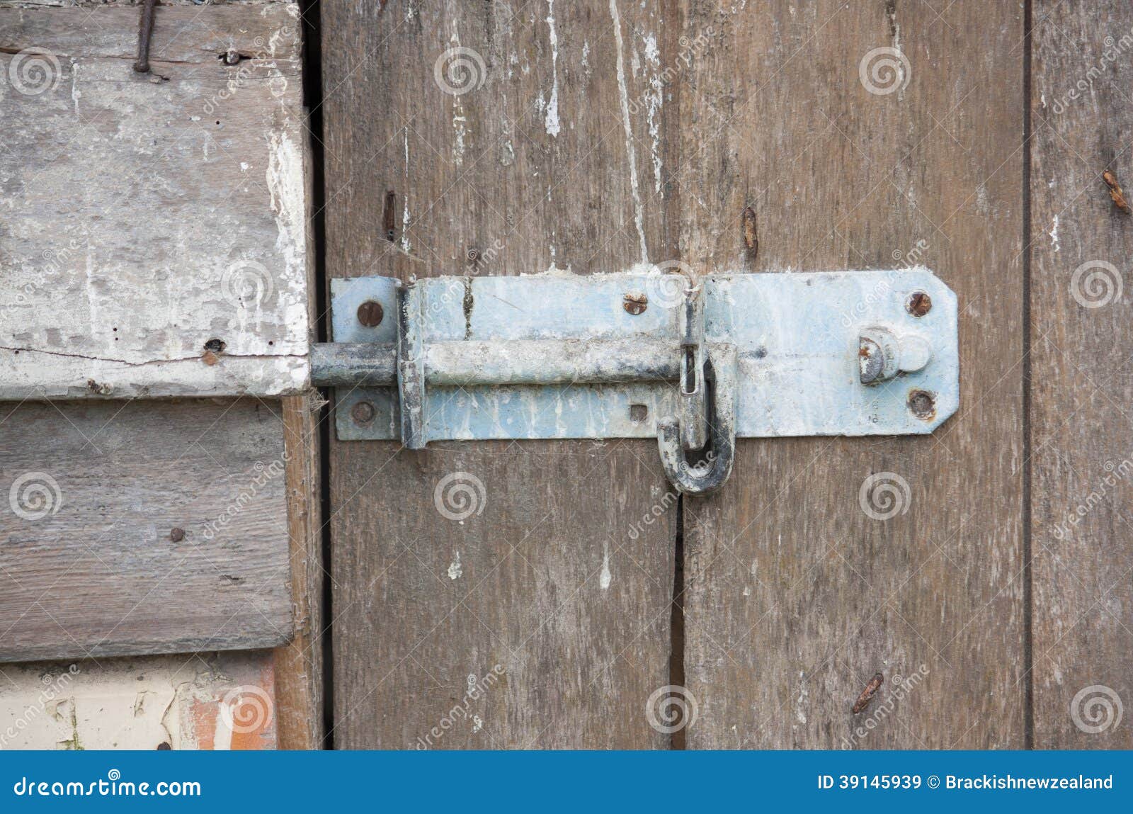 Worn door bolt stock image. Image of rough, grain, hinge - 39145939