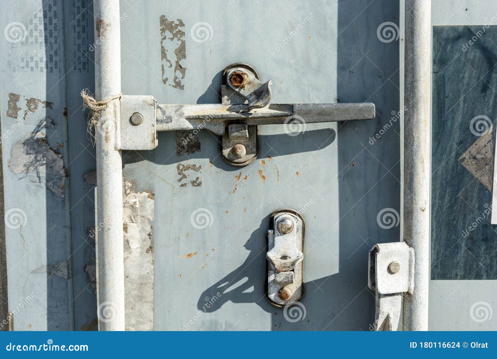 The Worn Door Handle Lock of an Intermodal Shipping Container Stock ...