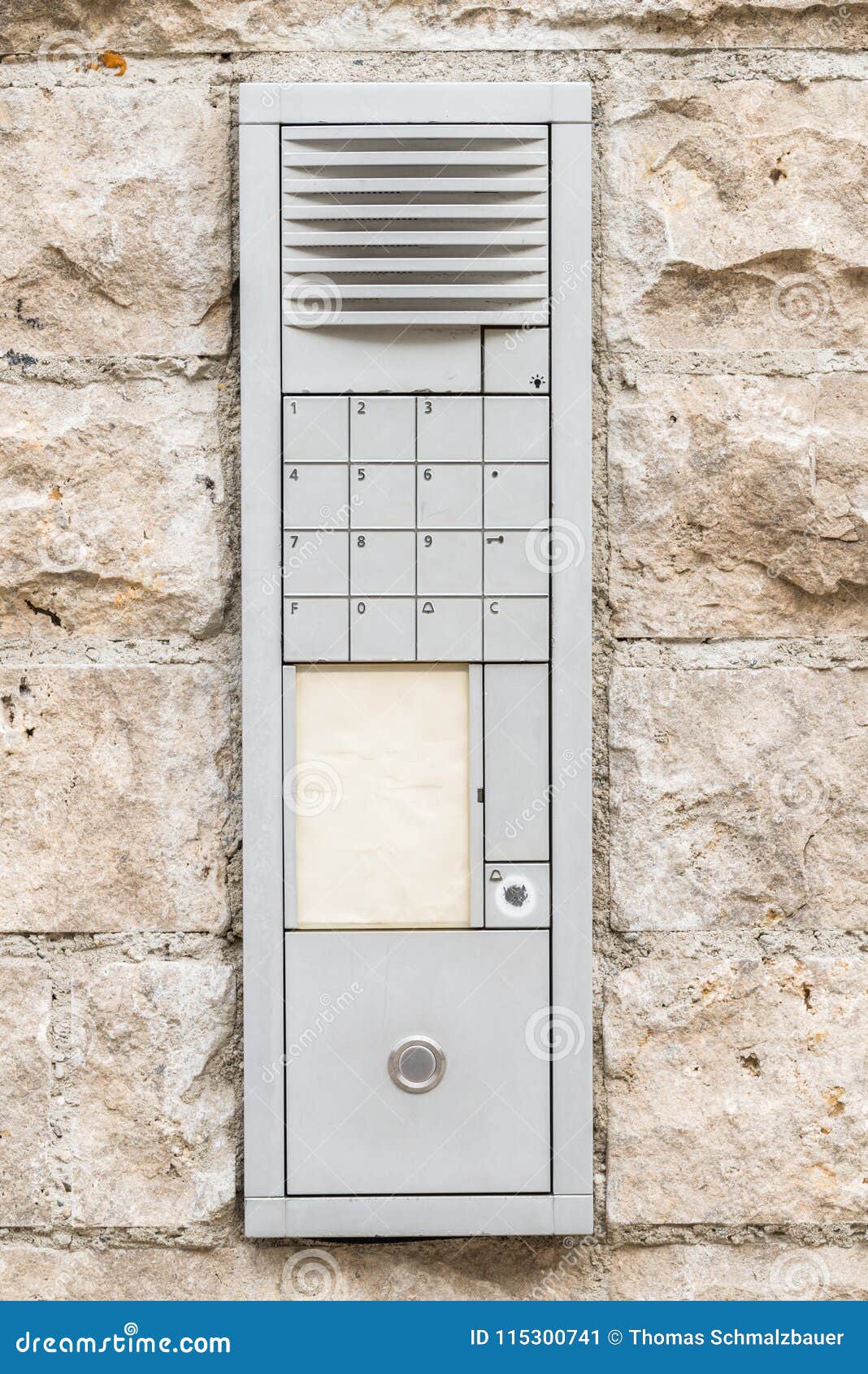 Worn Doorbell with Intercom on a House Wall Stock Image - Image of ...