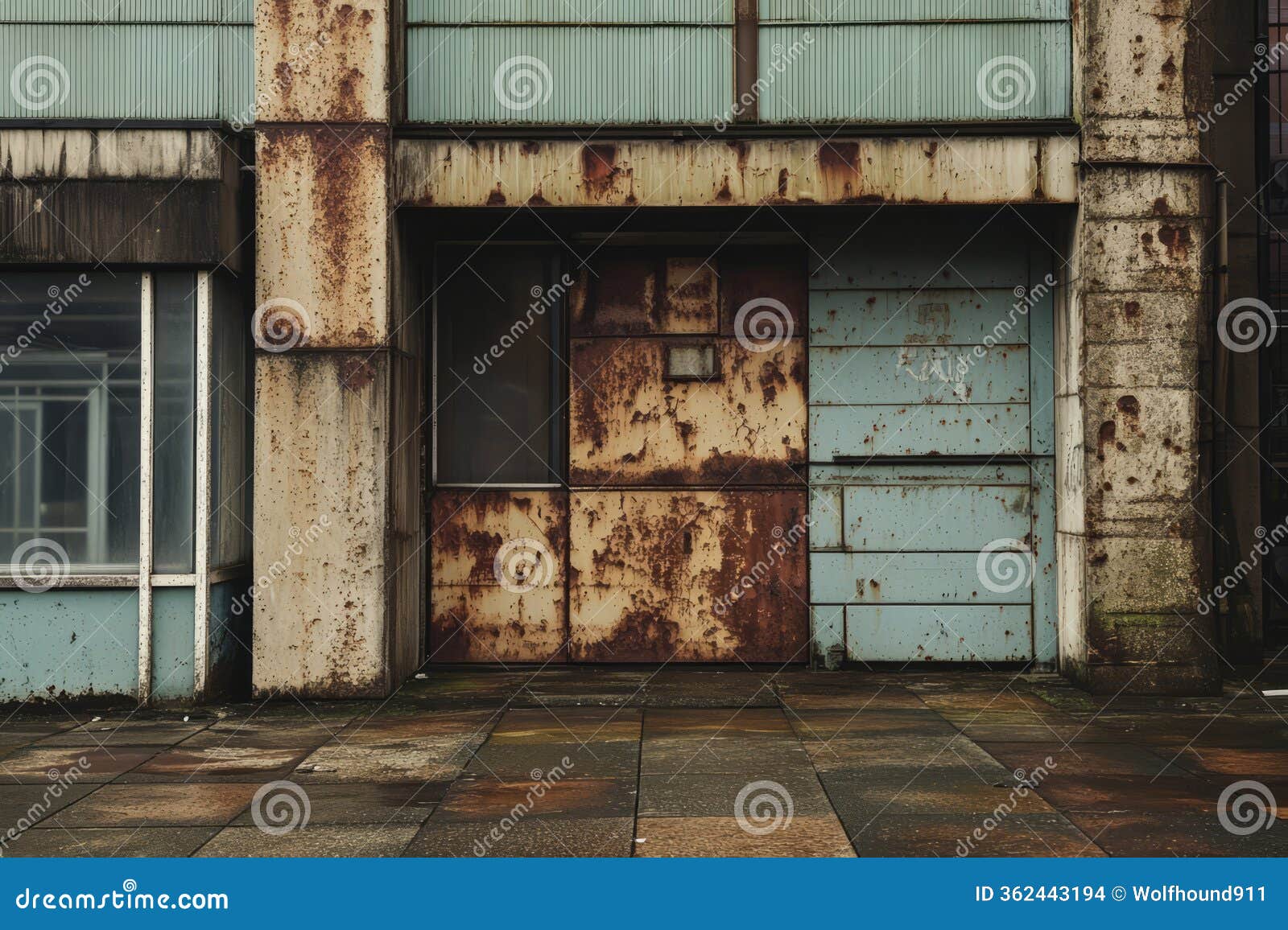 A Worn-down Brutalist Texture with Rust Stains, Chipped Paint, and ...