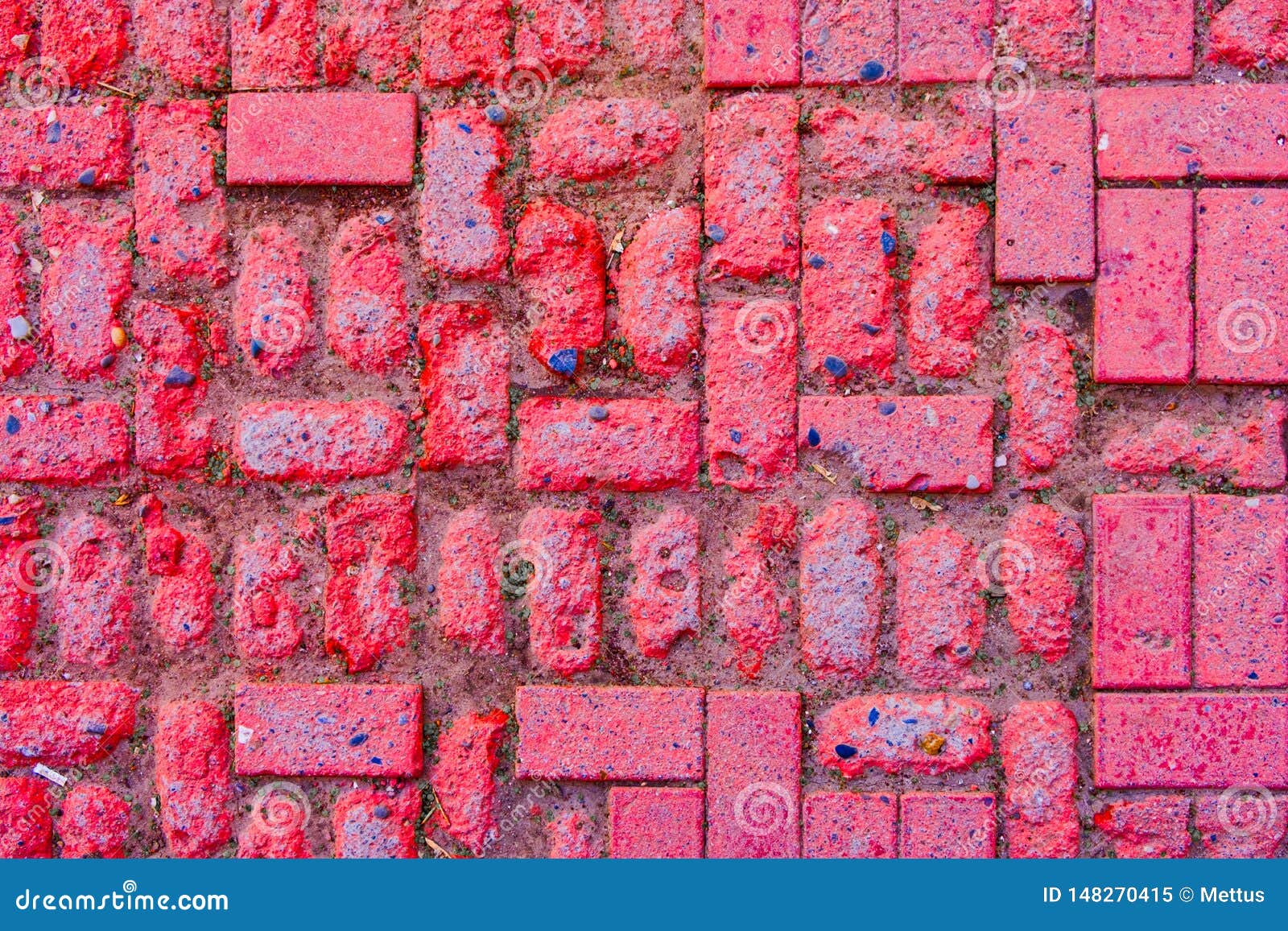 Worn Footpath Walk Textured , Red Brick Block Floor. Red Brown ...