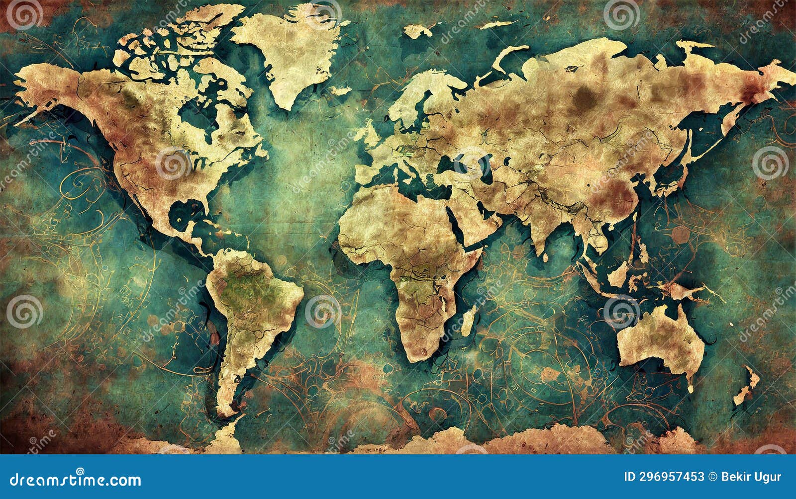 Worn grungy old world map stock image. Image of antique - 296957453