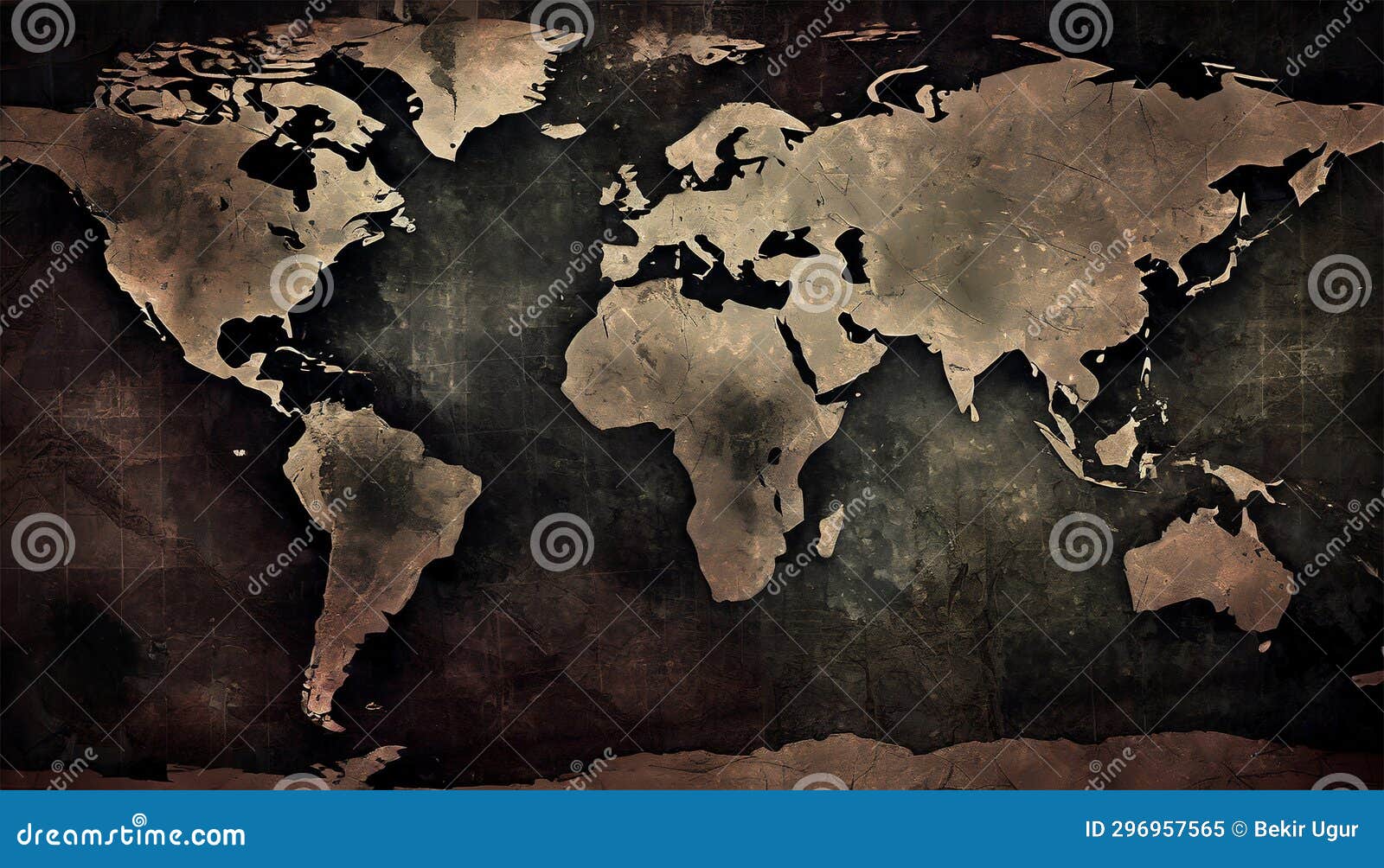 Worn grungy old world map stock illustration. Illustration of world ...