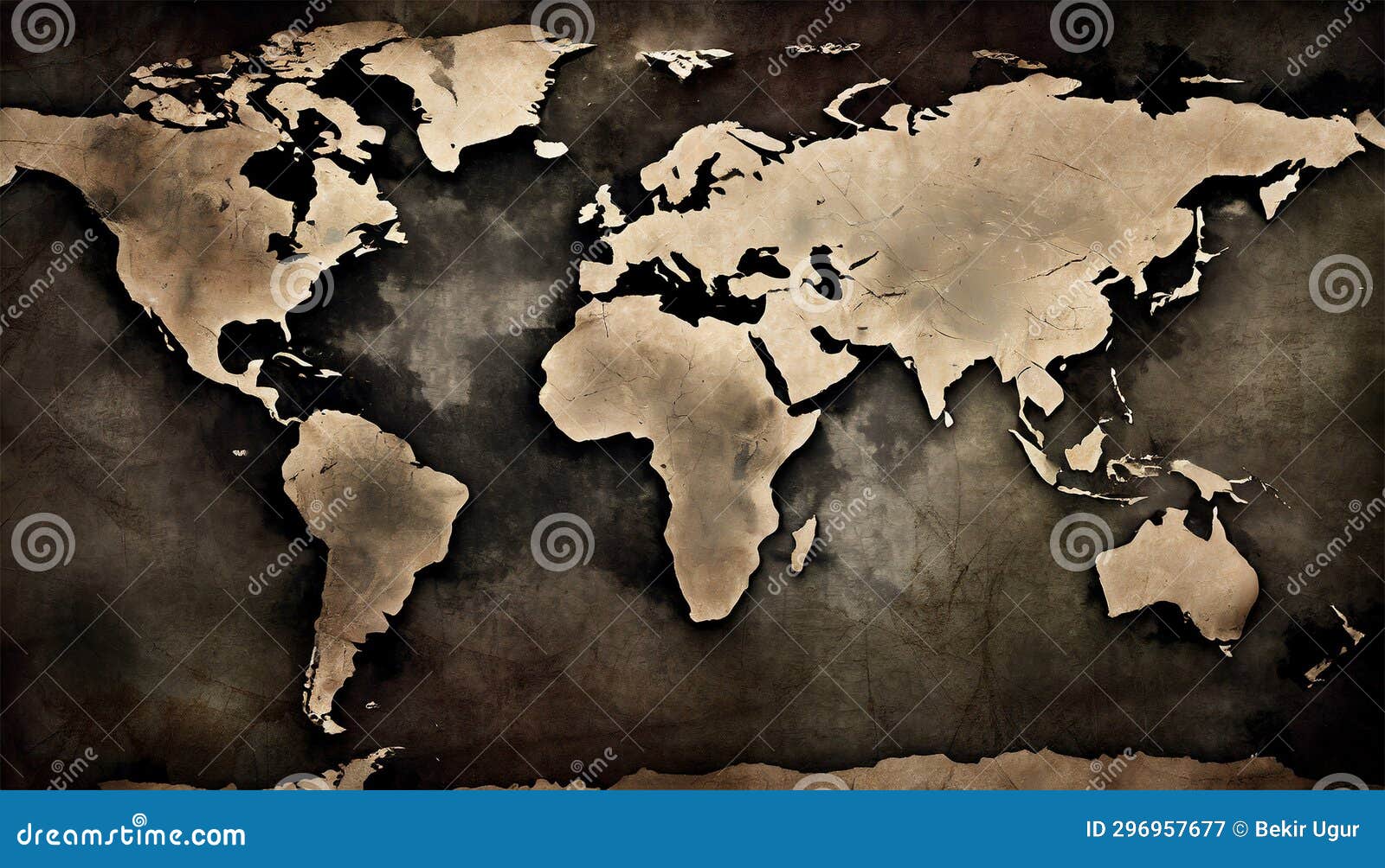 Worn grungy old world map stock illustration. Illustration of geography ...