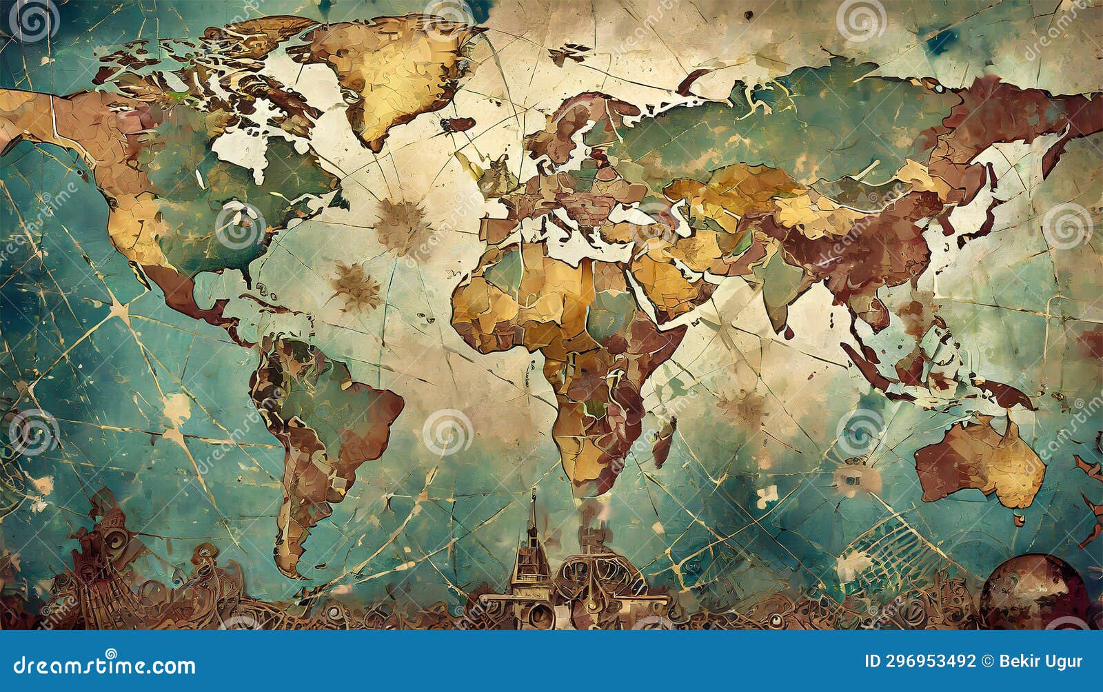 Worn grungy old world map stock illustration. Illustration of grungy ...