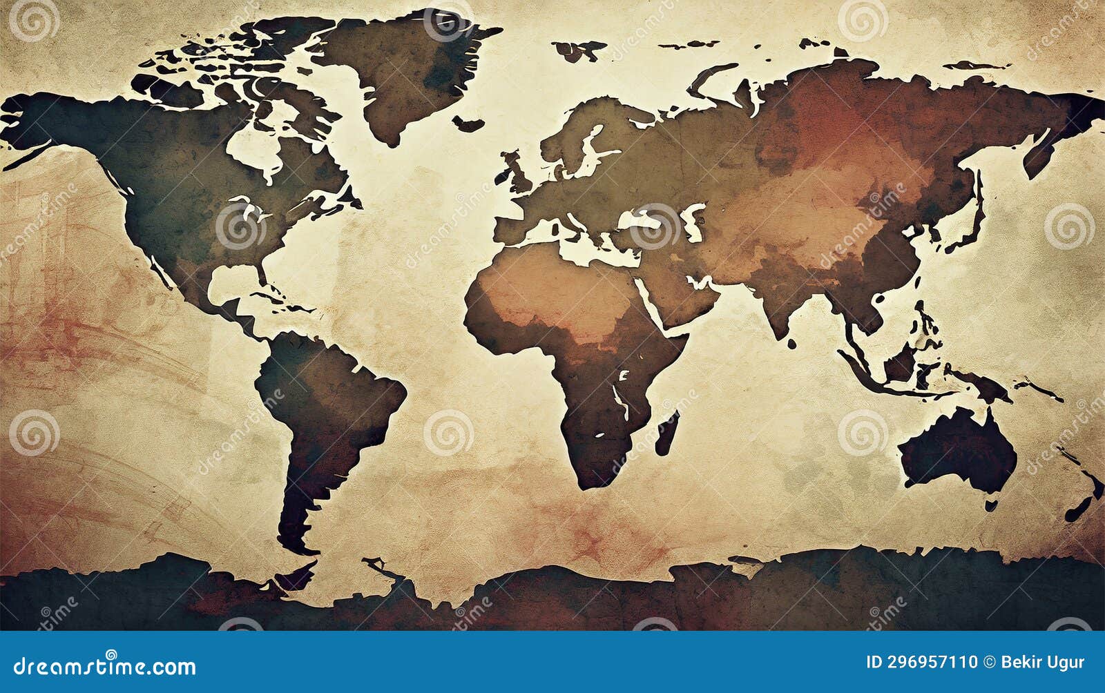 Worn grungy old world map stock photo. Image of leaf - 296957110