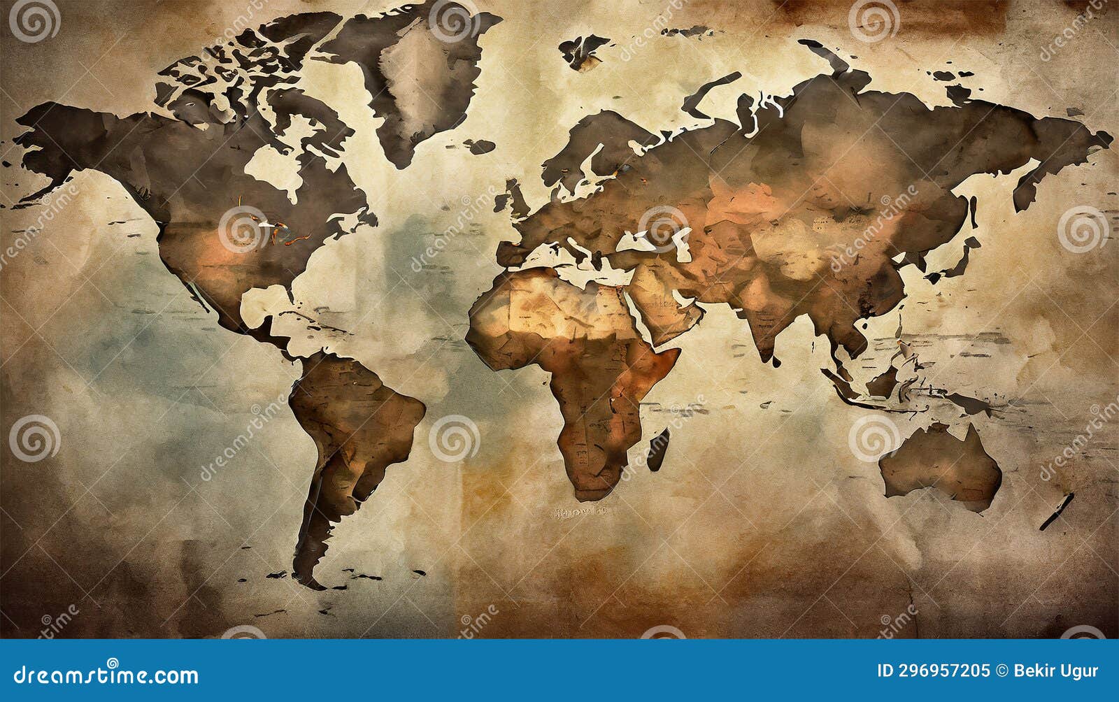 Worn grungy old world map stock illustration. Illustration of antique ...