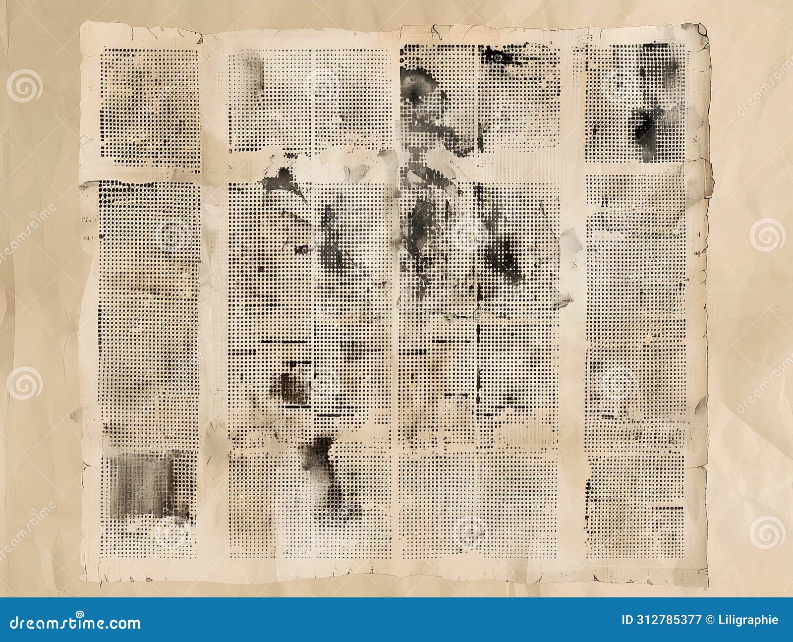 Aged Newspaper Pages With Faded Text And Grunge Texture Royalty-Free ...