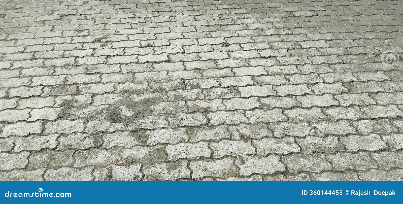 Worn Interlocking Concrete Pavement with Weathered Texture and Neutral ...