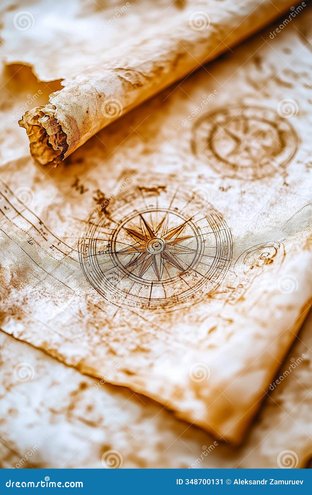 A Worn Map with Markings and a Compass Reveals Secrets, Inviting ...