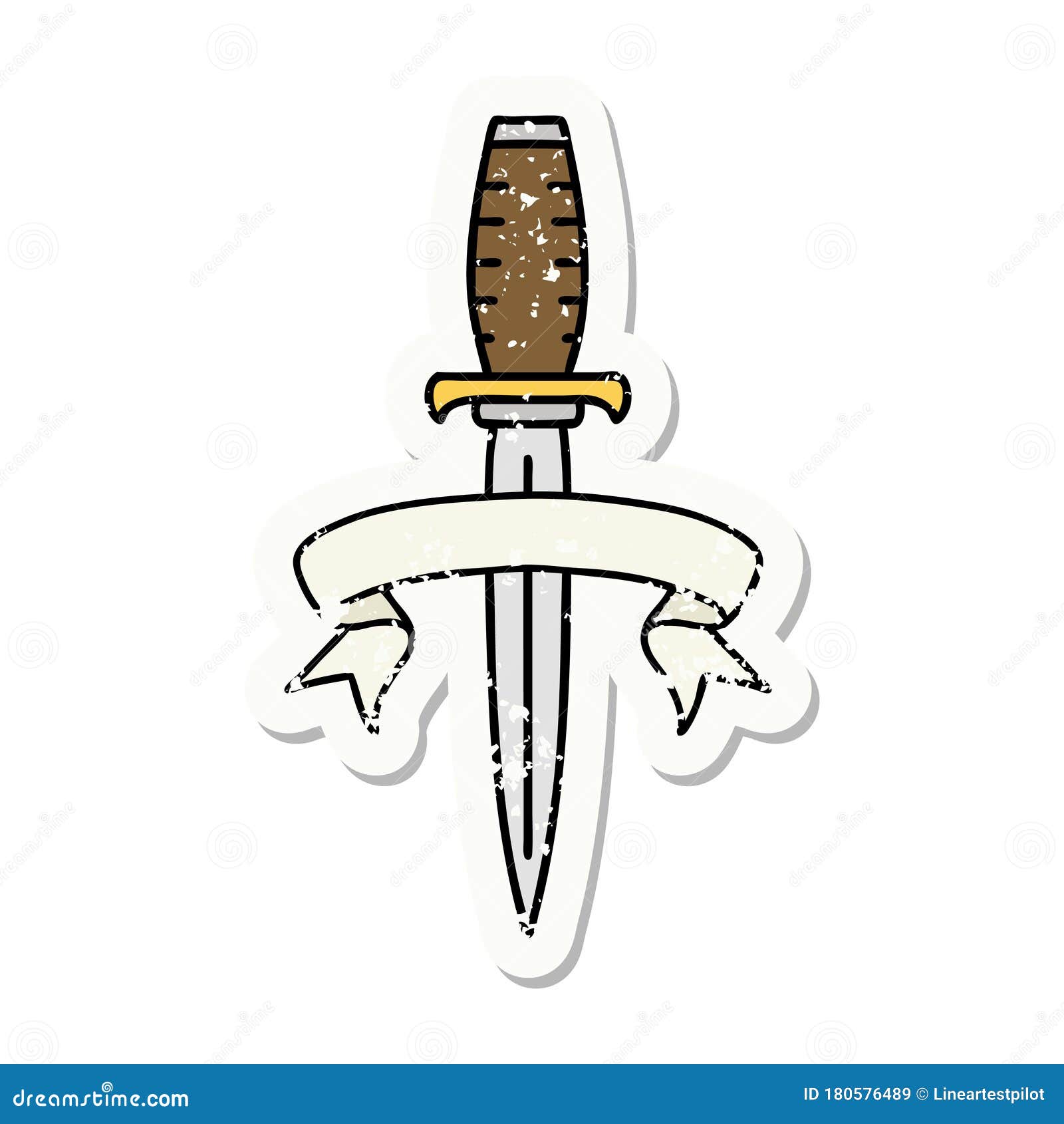 Grunge Sticker with Banner of a Dagger Stock Vector - Illustration of ...
