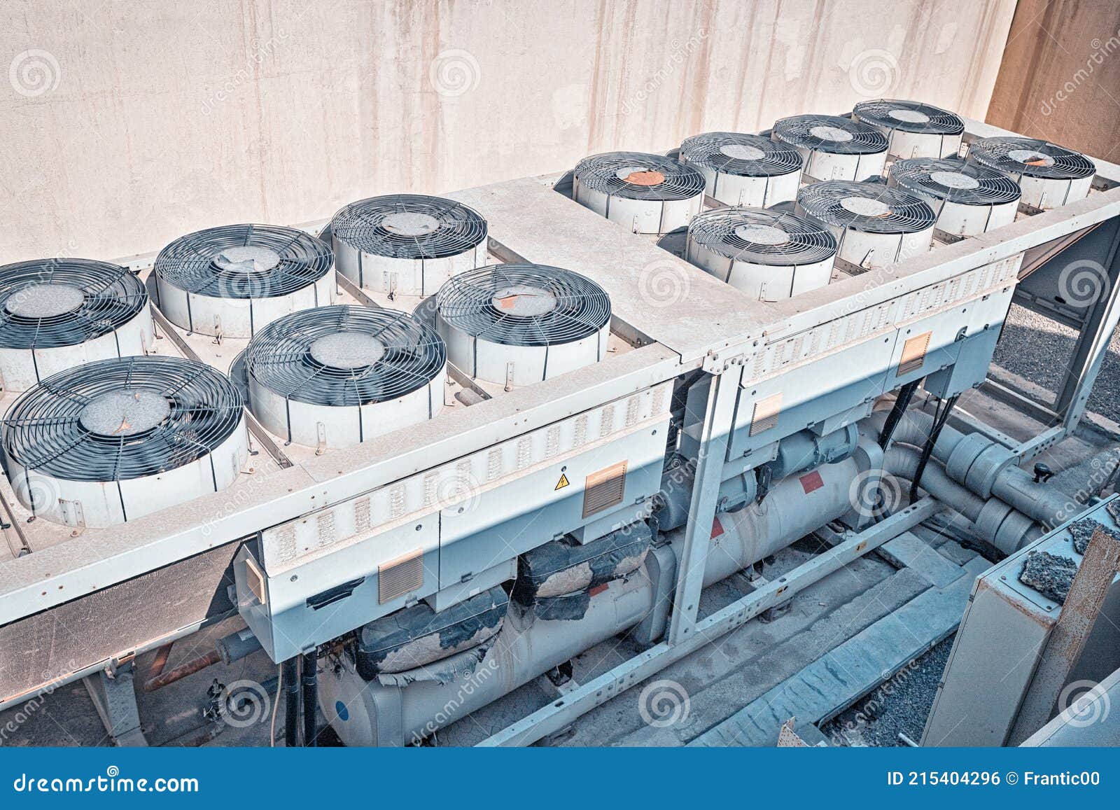 Old Ventilation and Air Conditioning System on the Roof of a Skyscraper ...