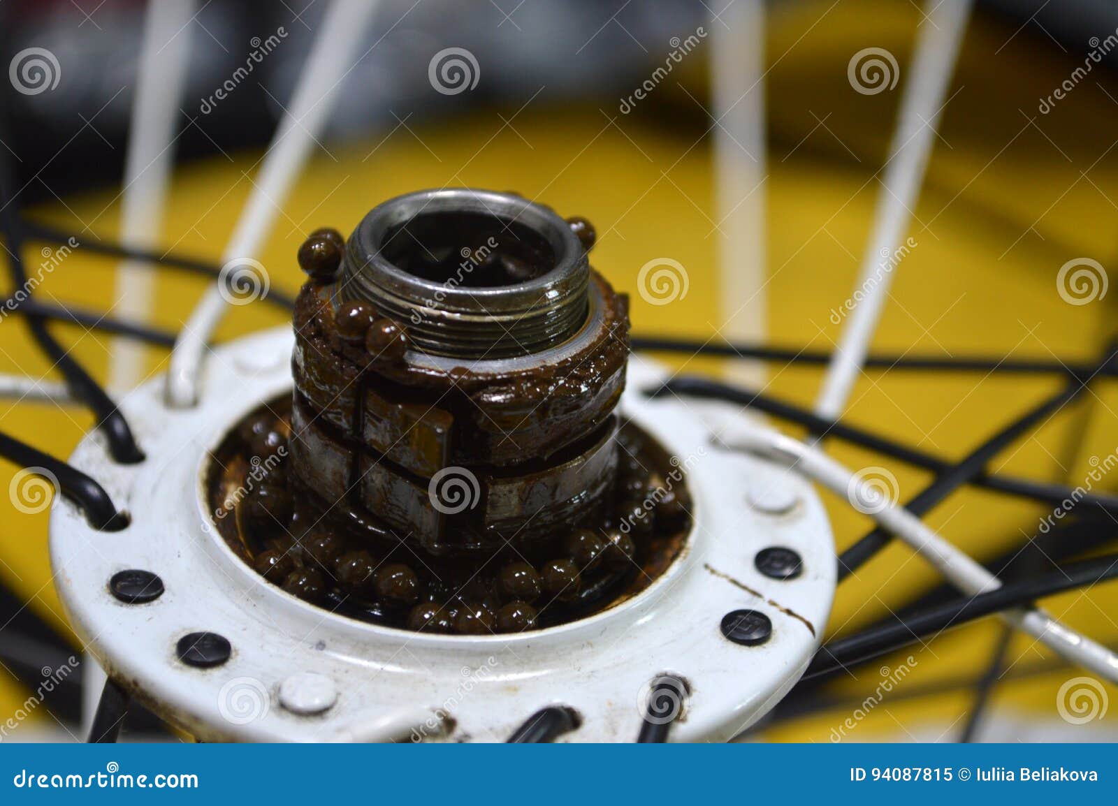 Worn-out Bicycle Bushing with Spokes Stock Image - Image of spoke, hole ...