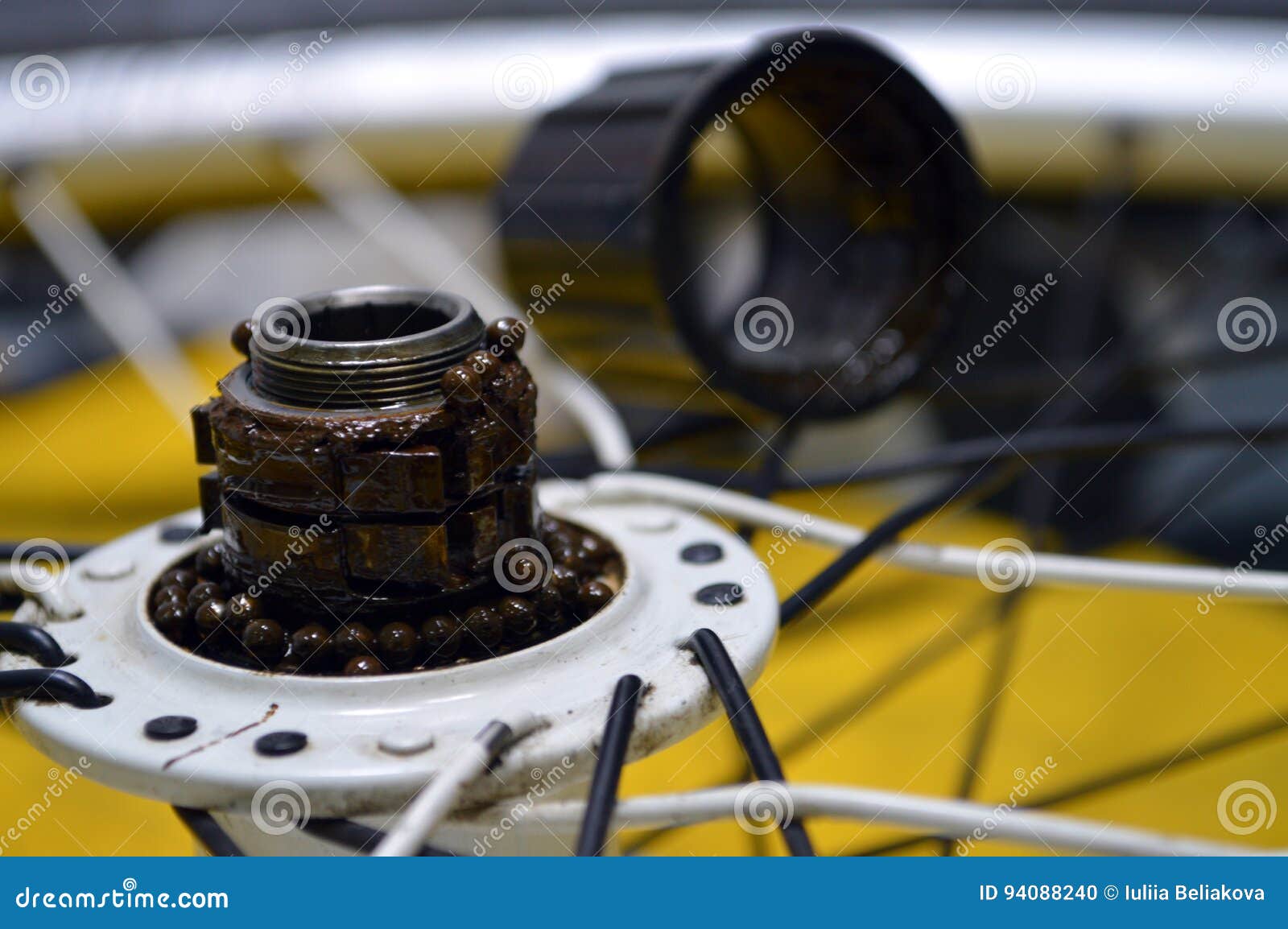 Worn-out Bicycle Bushing with Spokes Stock Photo - Image of fence, ball ...