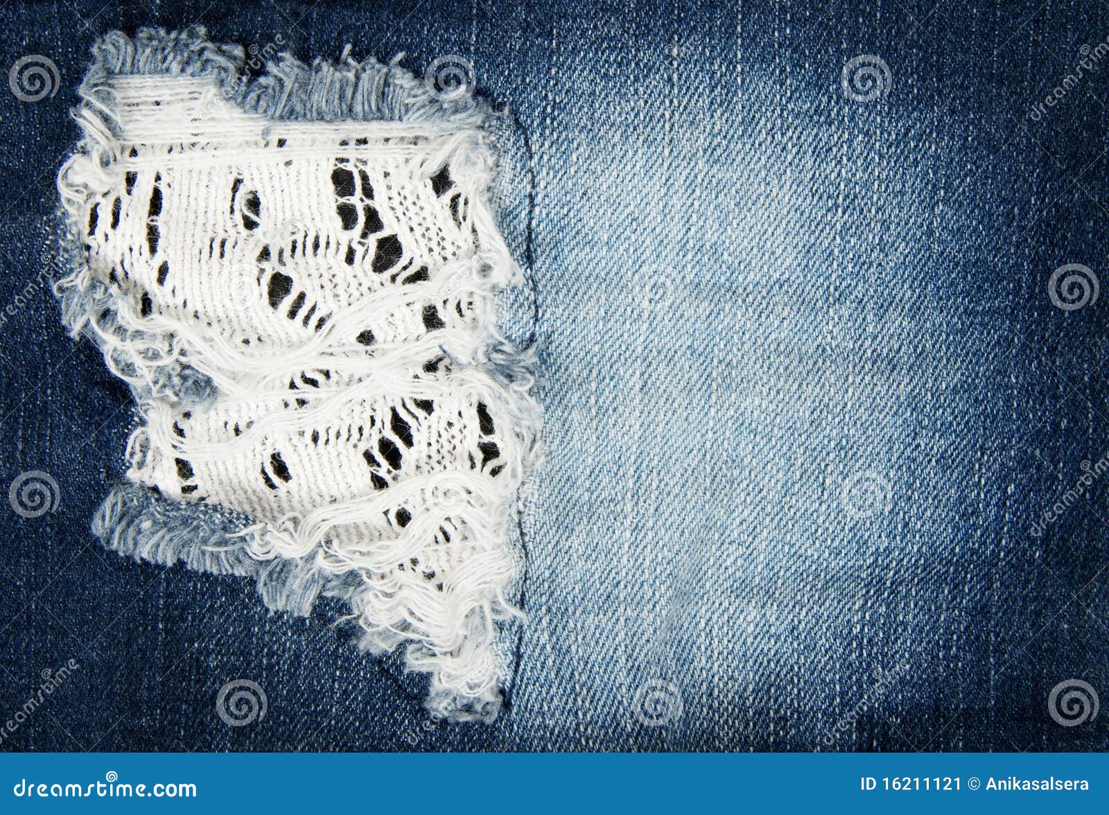 Denim Fabric Texture - Ripped Worn Out Blue Stock Photography ...