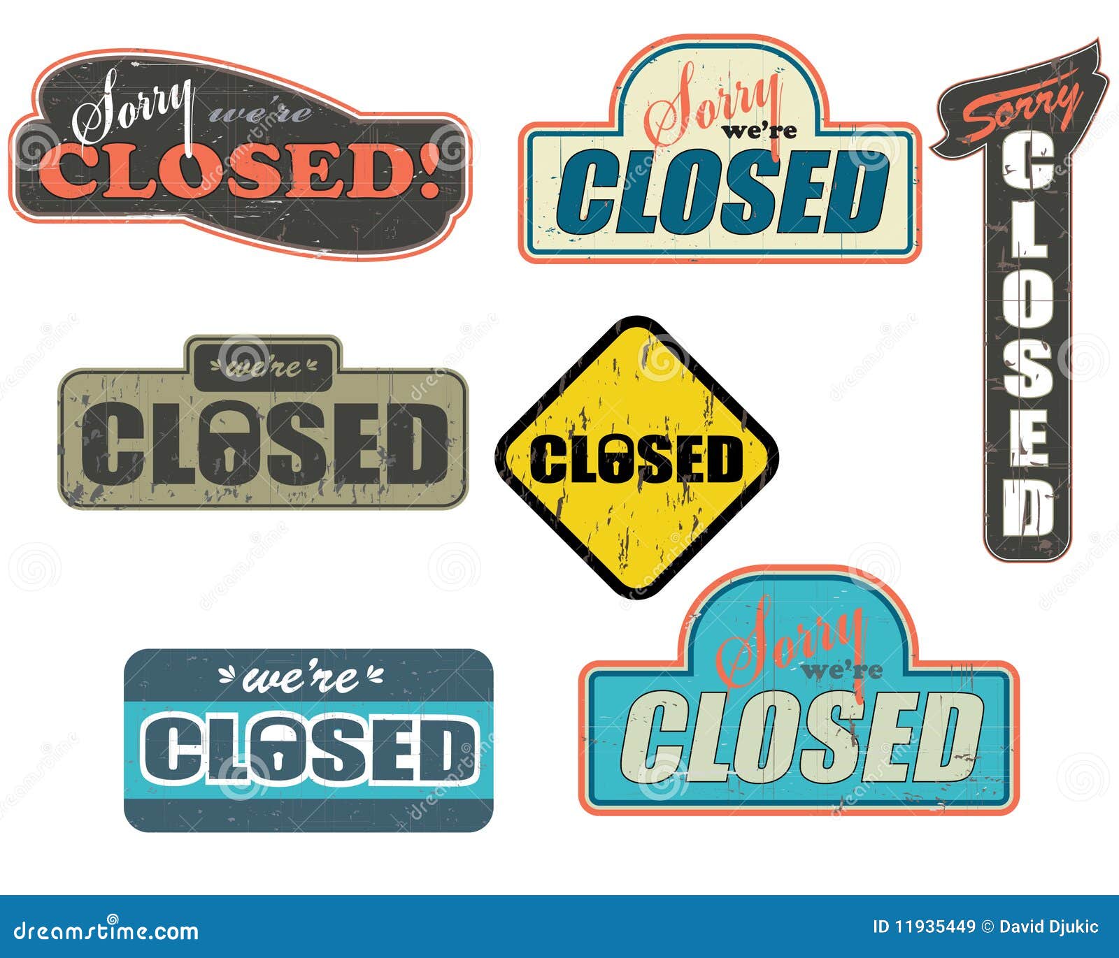 Worn_out_closed_store_signs Stock Vector - Illustration of vintage ...