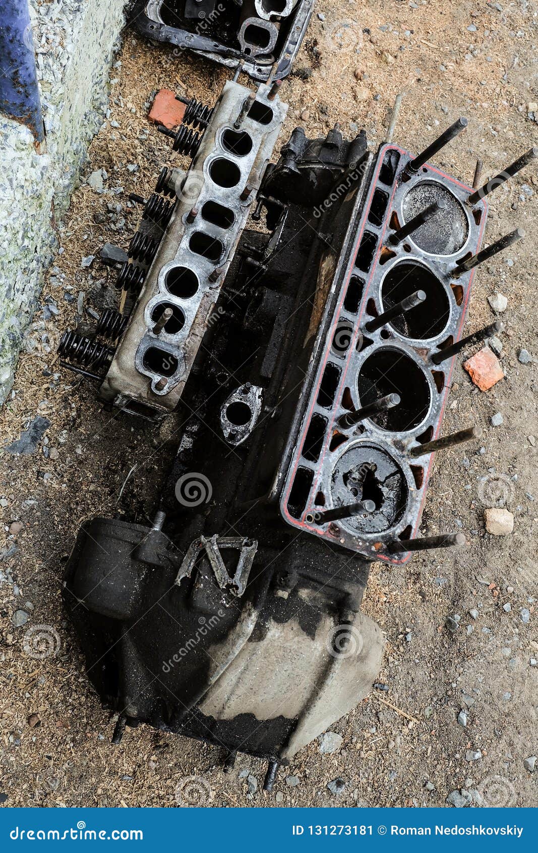 Worn Out Engine with a Broken Piston of an Old Car Stock Image - Image ...