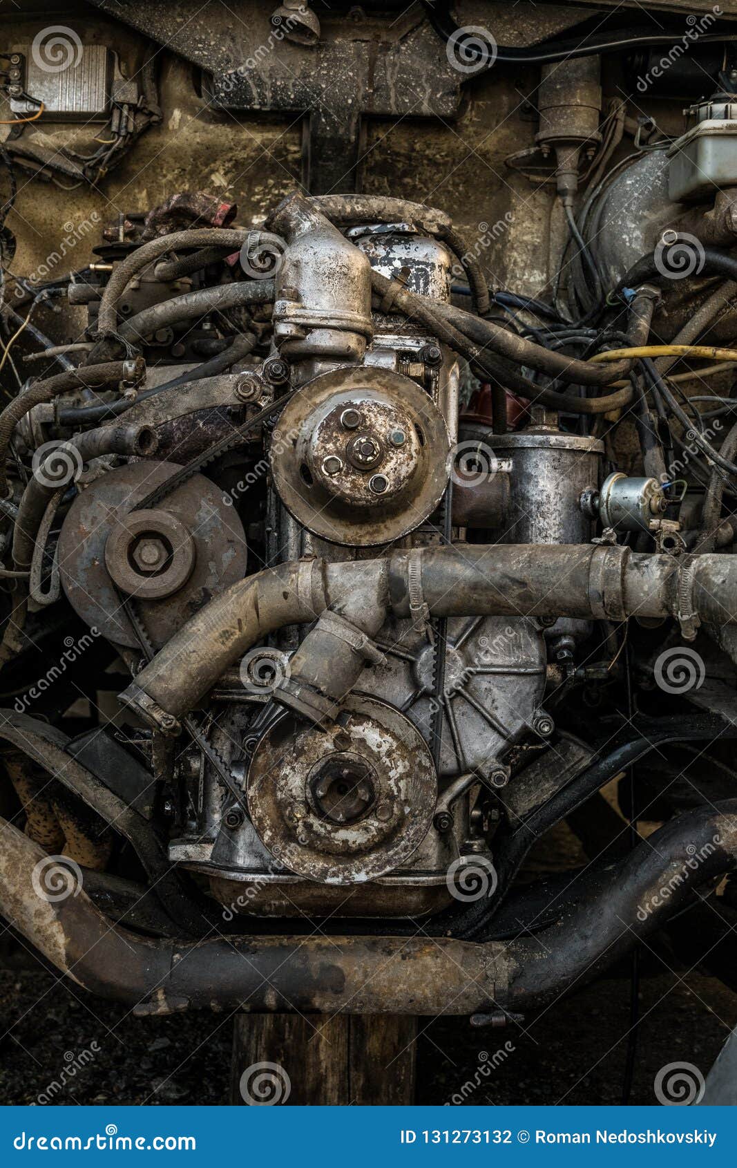 Worn Out Engine of an Old Car Stock Photo - Image of mechanical ...