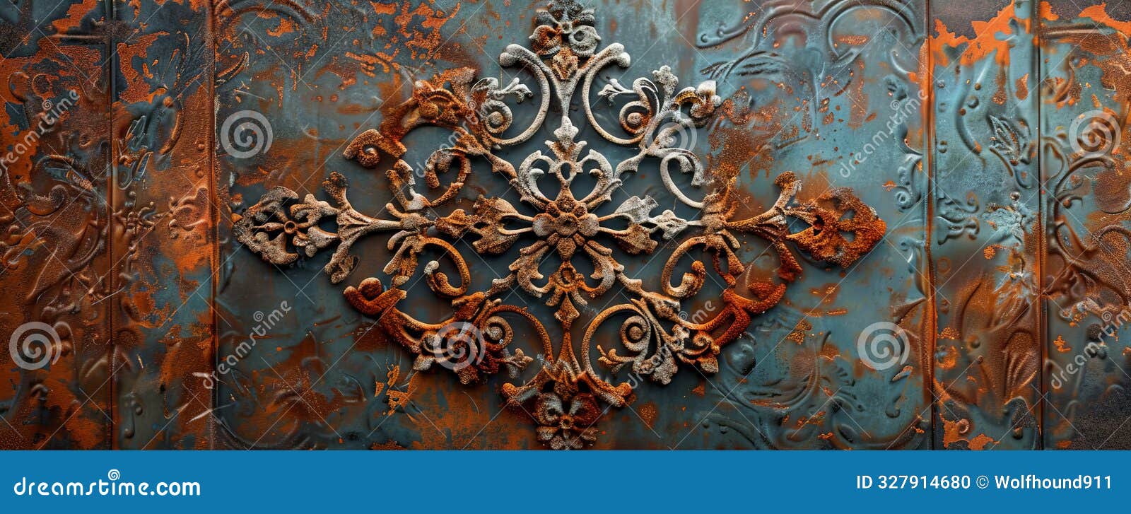 A Worn-out Metal Background with Deep Rust and Intricate, Aged Patterns ...