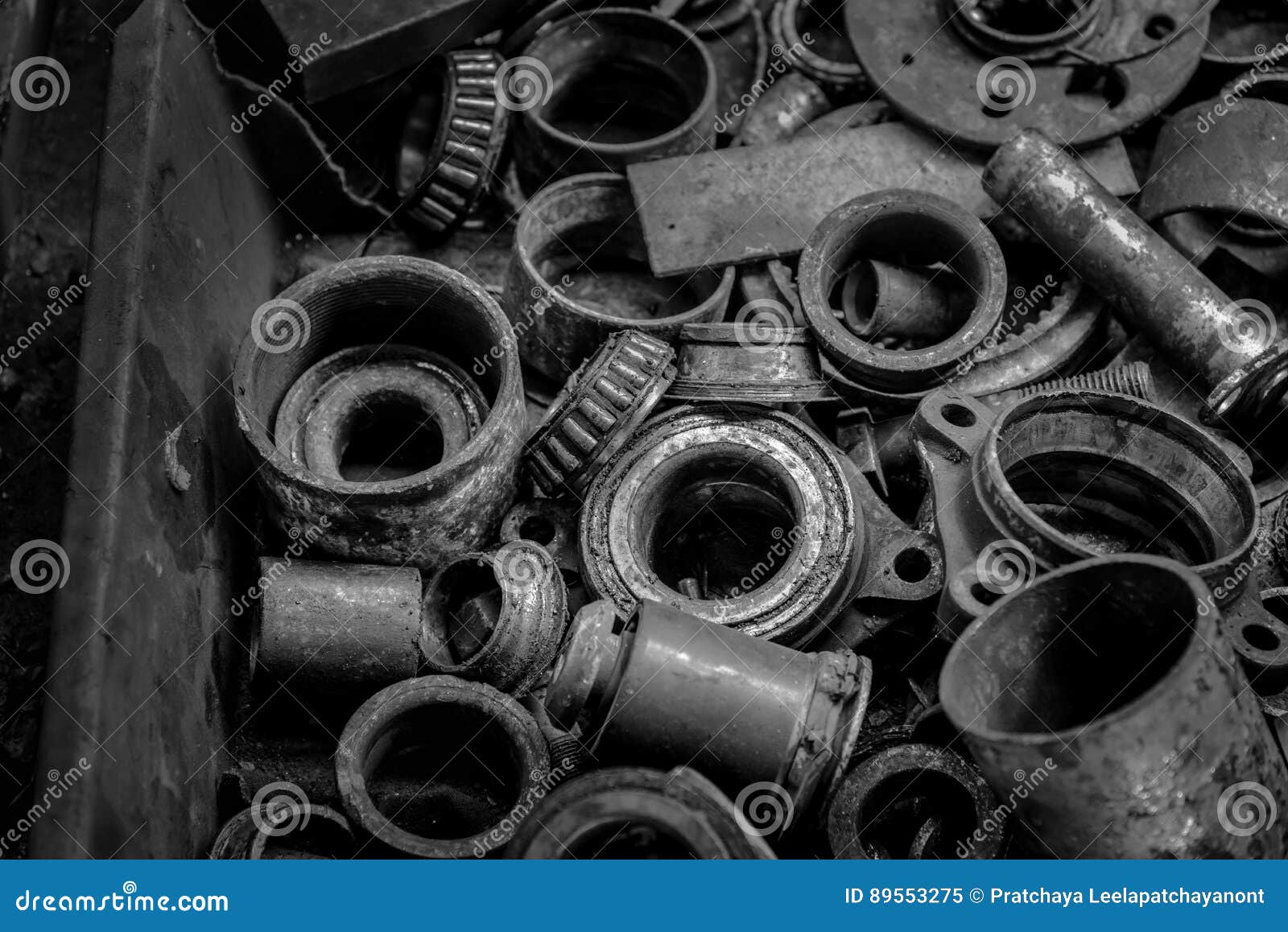 Worn Out Old Rusty Car Engine and Other Parts Stock Image - Image of ...