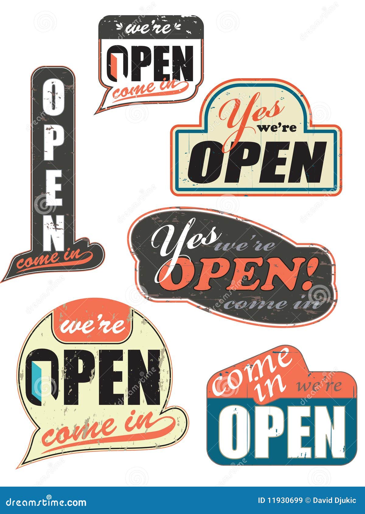 Worn_out_open_signs stock vector. Illustration of scratch - 11930699