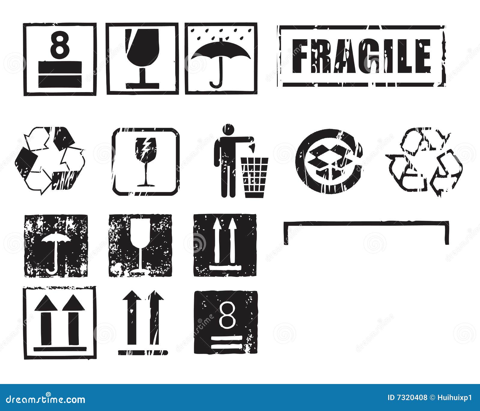 WORN-OUT PACKING and SHIPPING SYMBOLS Stock Illustration - Illustration ...