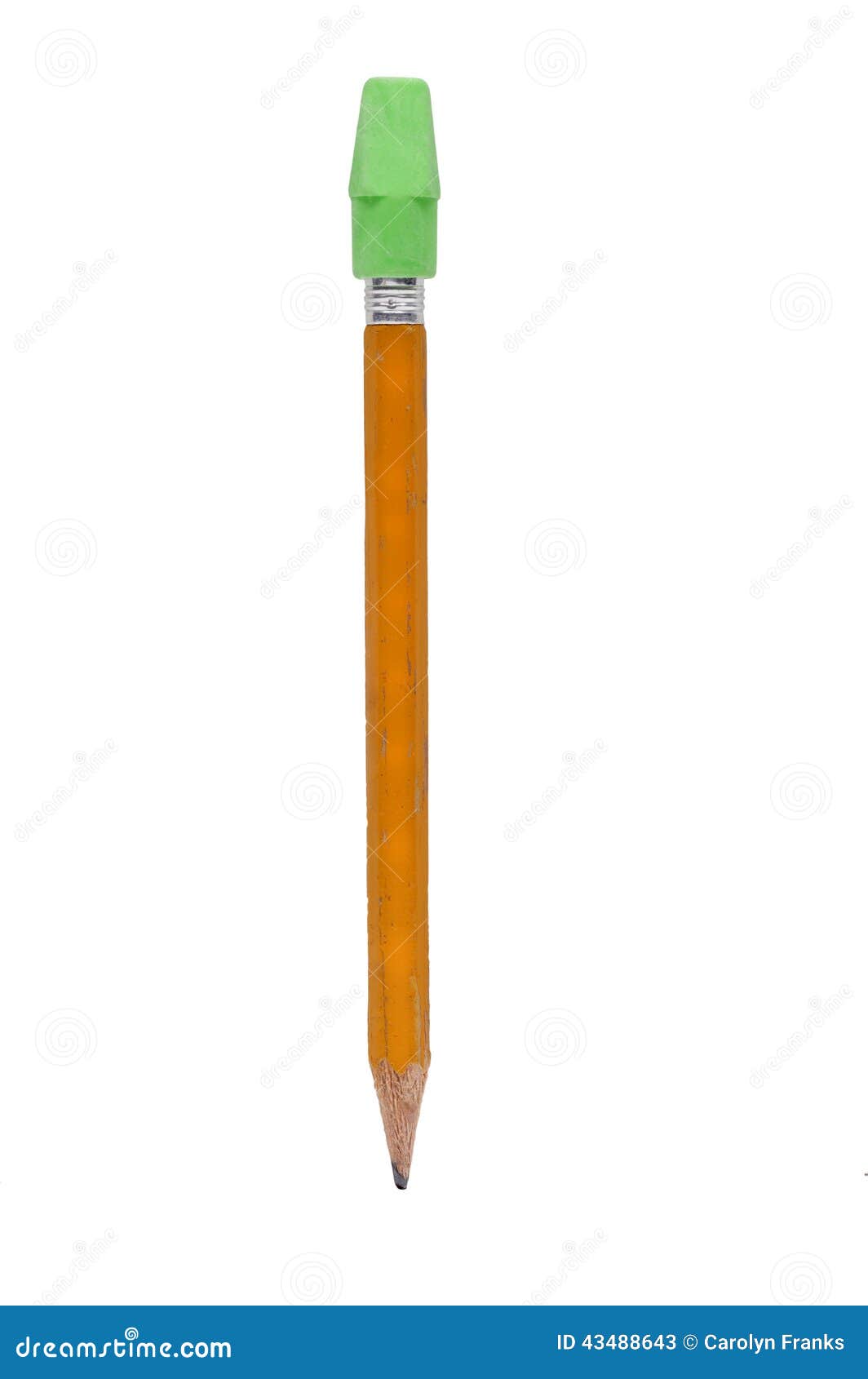 Worn Out Pencil with Eraser Isolated on White Stock Image - Image of ...