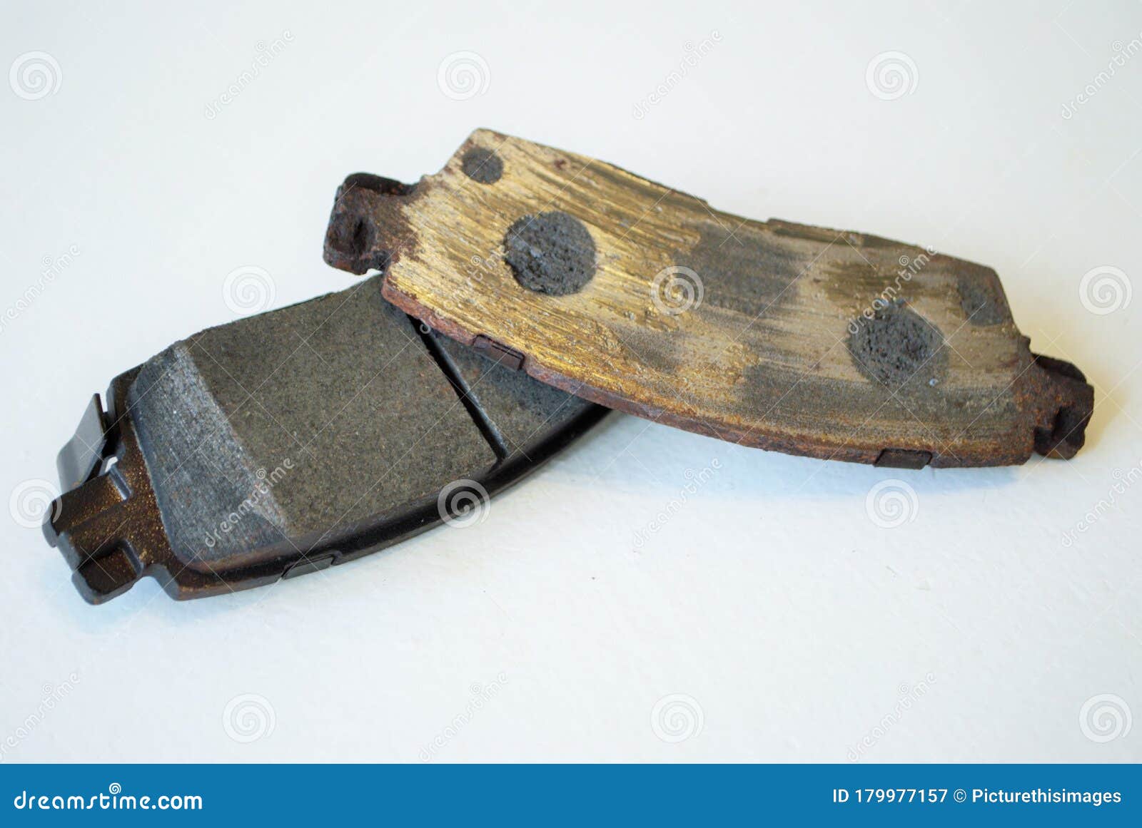 Worn Out Ruined Disc Brake Pad Compared To One that is New Stock Image ...