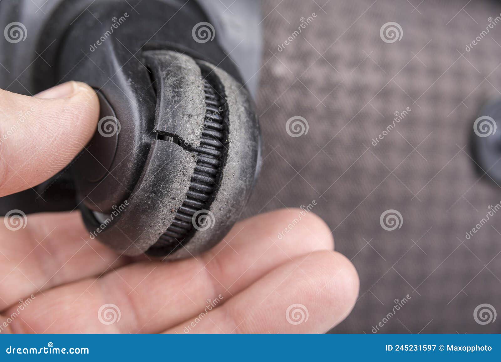 Worn Out Wheel on a Rolling Luggage Trunk Stock Image - Image of ...