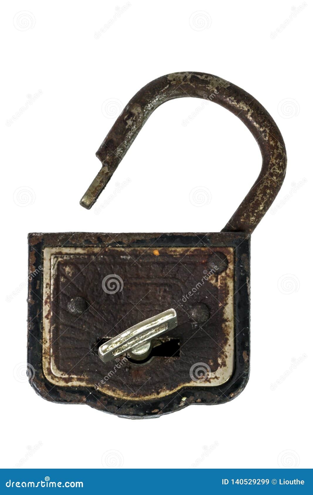 Vintage Open Padlock Over White Stock Image - Image of lock, worn ...