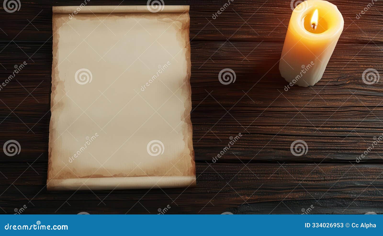 Worn Parchment, Ancient Gothic Script, Candlelit Desk, Watercolor Style ...