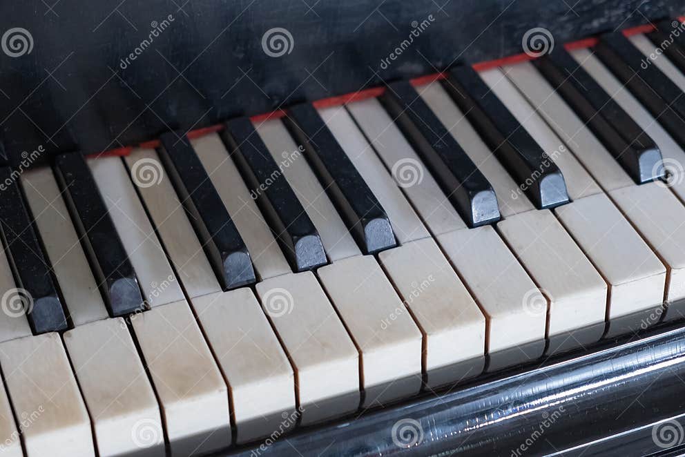 Worn Piano keyboard stock photo. Image of background - 161524126
