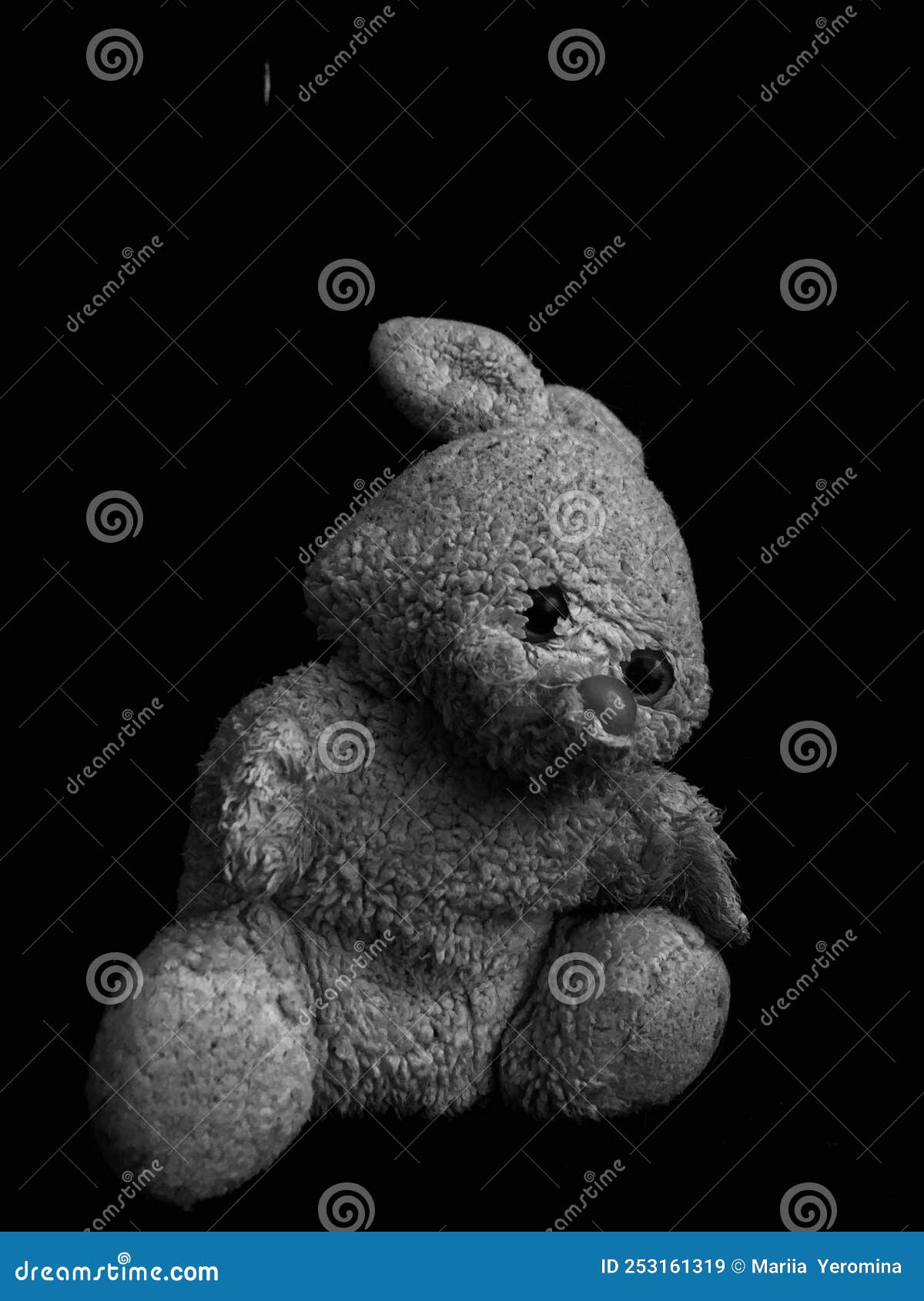 Worn Teddy Black and White Photo in Low Key Stock Image - Image of ...