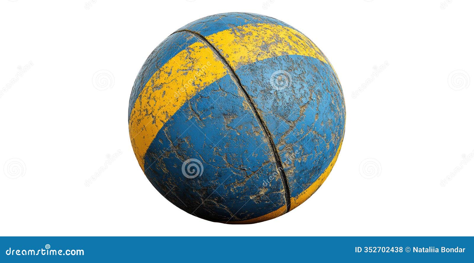 Worn-textured Blue and Yellow Ball Isolated on Transparent Background ...