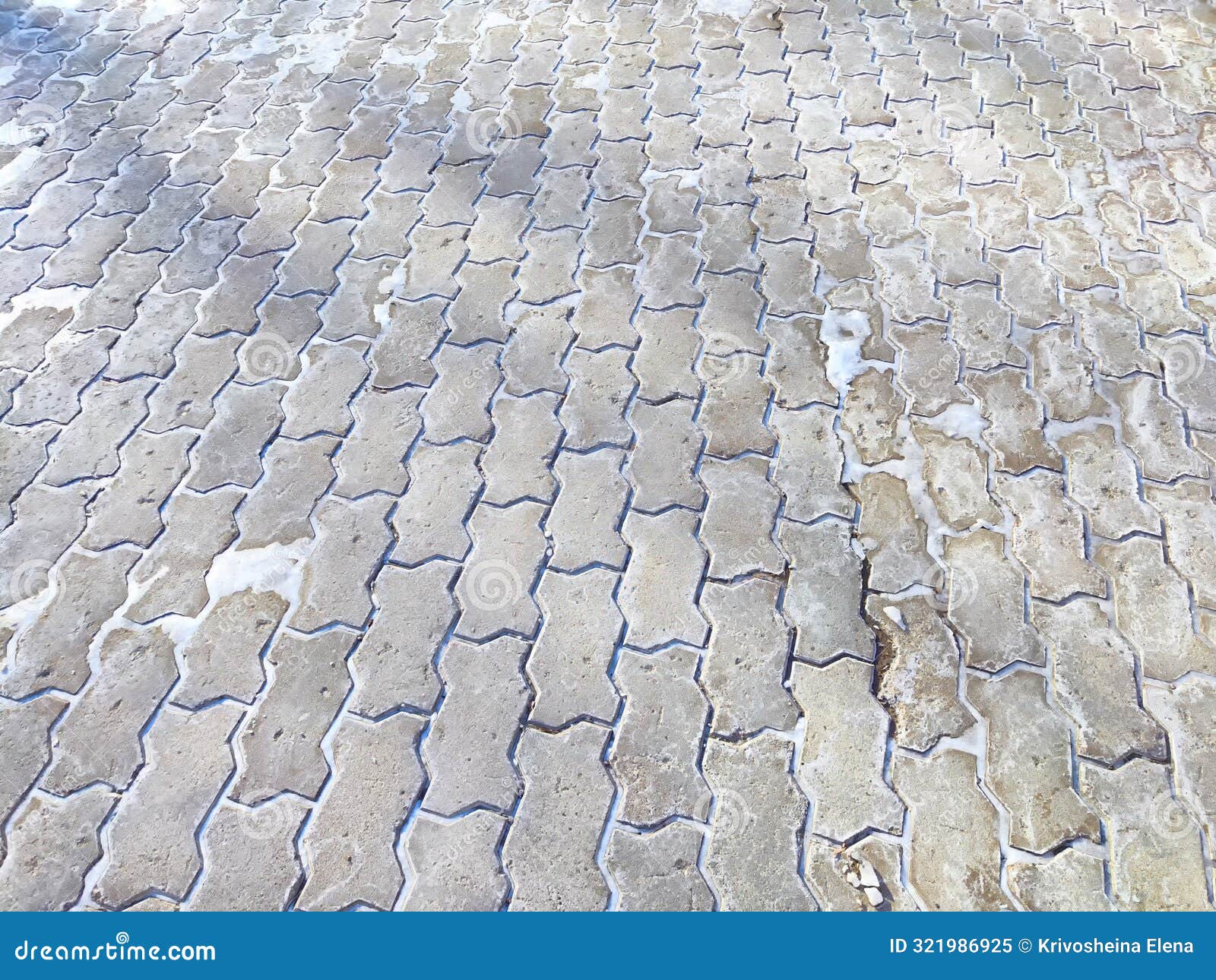 Weathered Tile Pavement with Snow. Background, Texture, Pattern, Copy ...