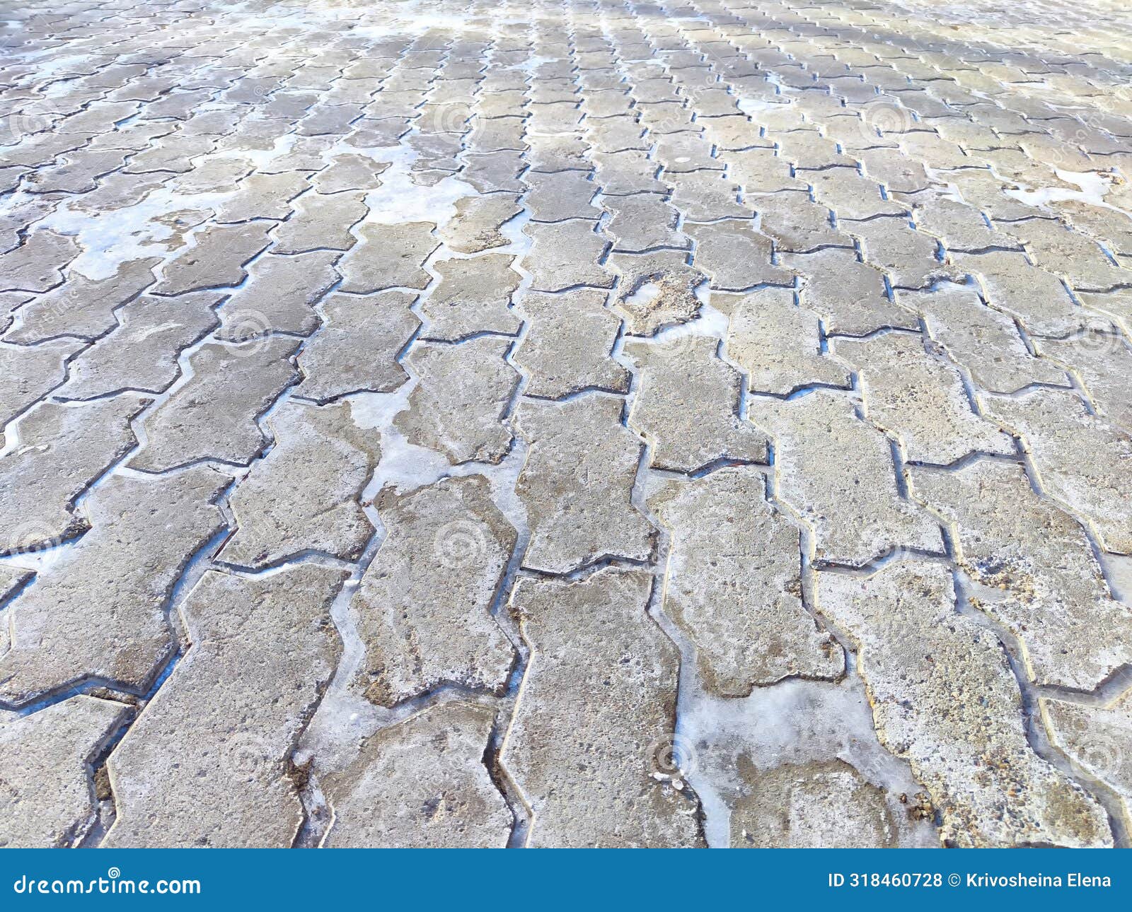 Weathered Tile Pavement with Snow. Background, Texture, Pattern, Copy ...